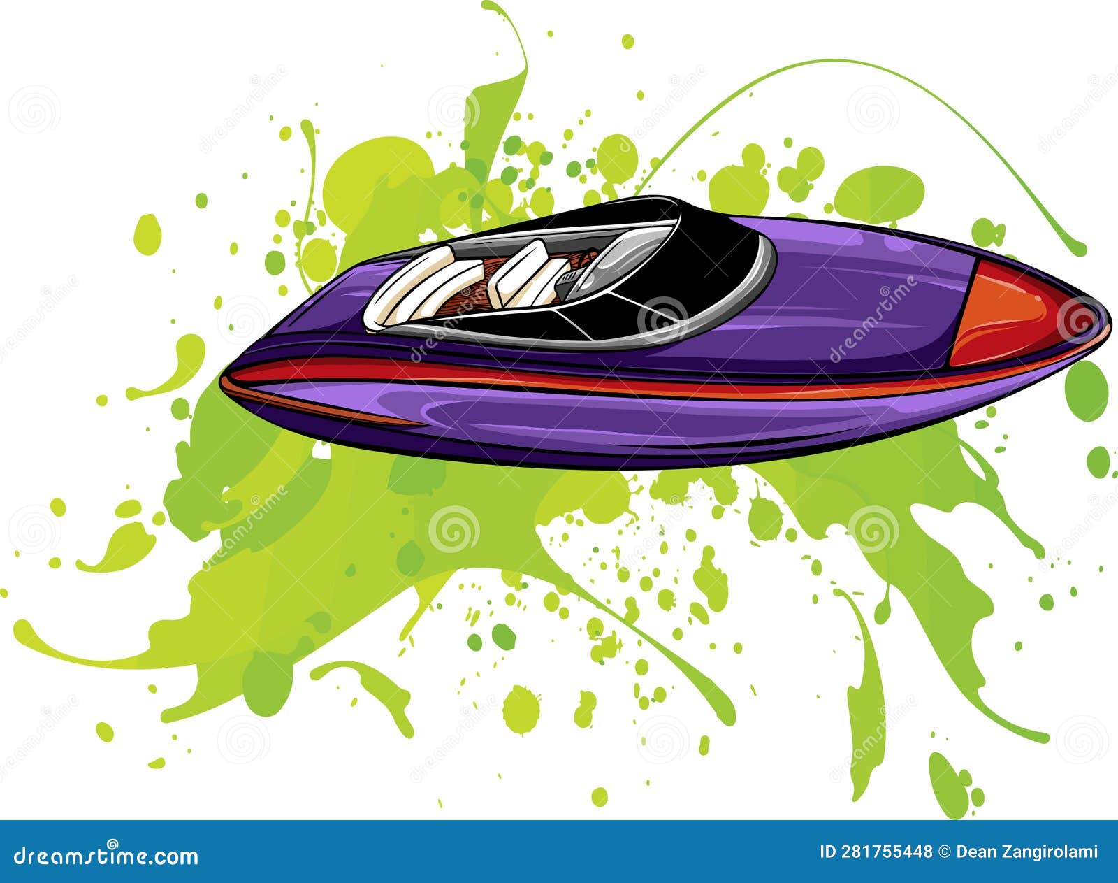 Vector Illustration of Colored Speedboat on Water Stock Vector ...