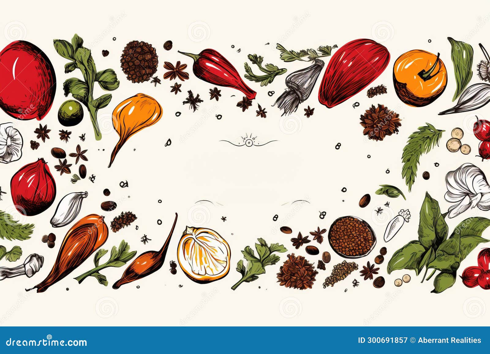 Vector Illustration of Spices and Herbs on a White Background Stock ...