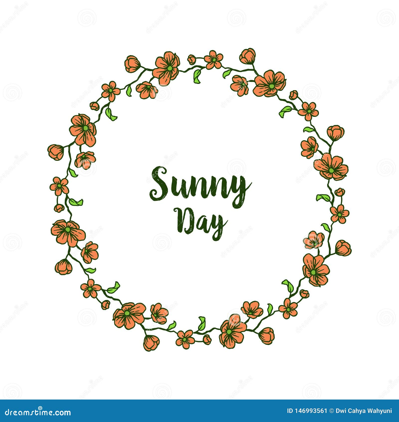Vector Illustration Spring Flower Frame for Drawing Sunny Day Stock ...