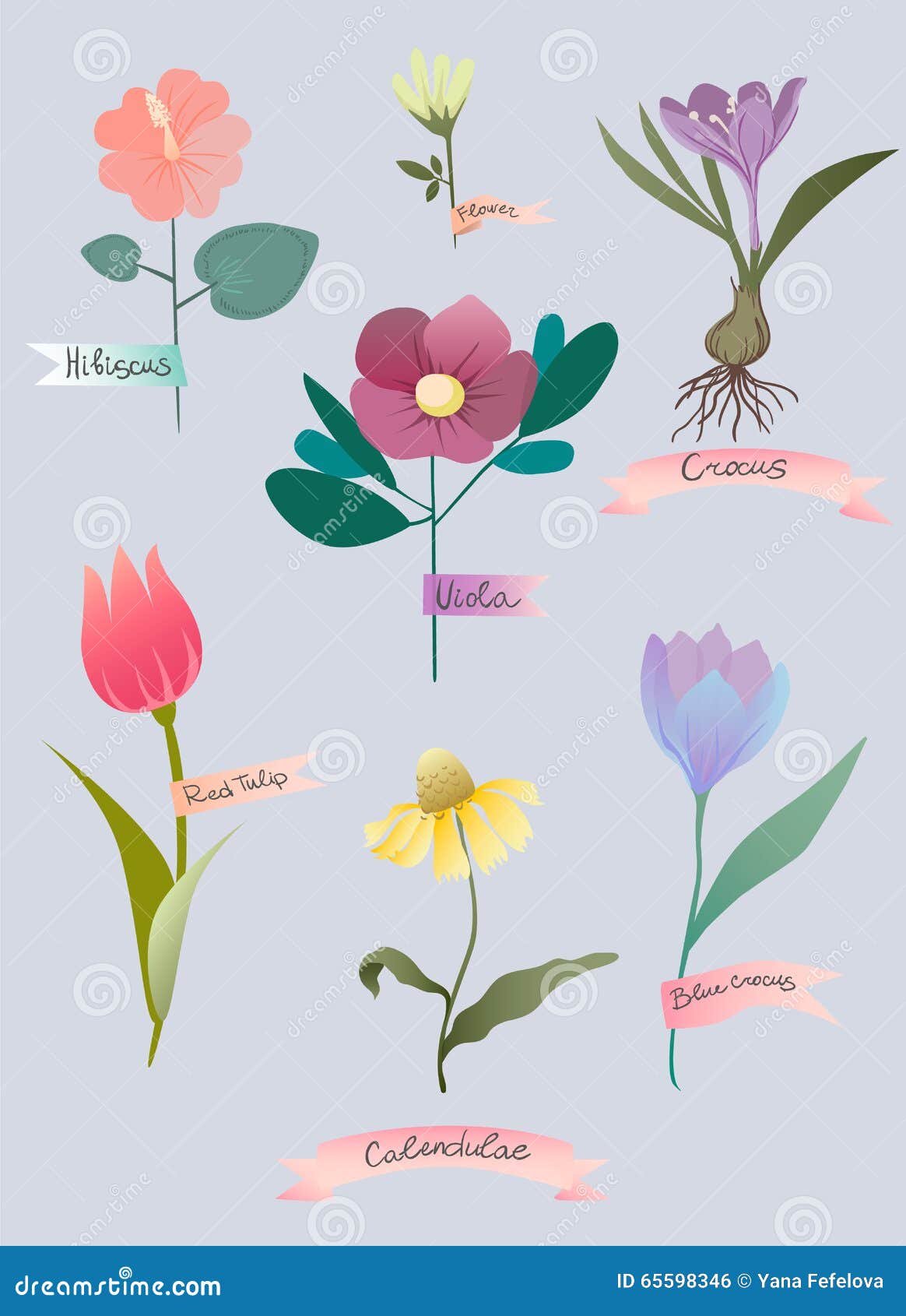 Vector Illustration with Spring Flowers. Stock Illustration ...