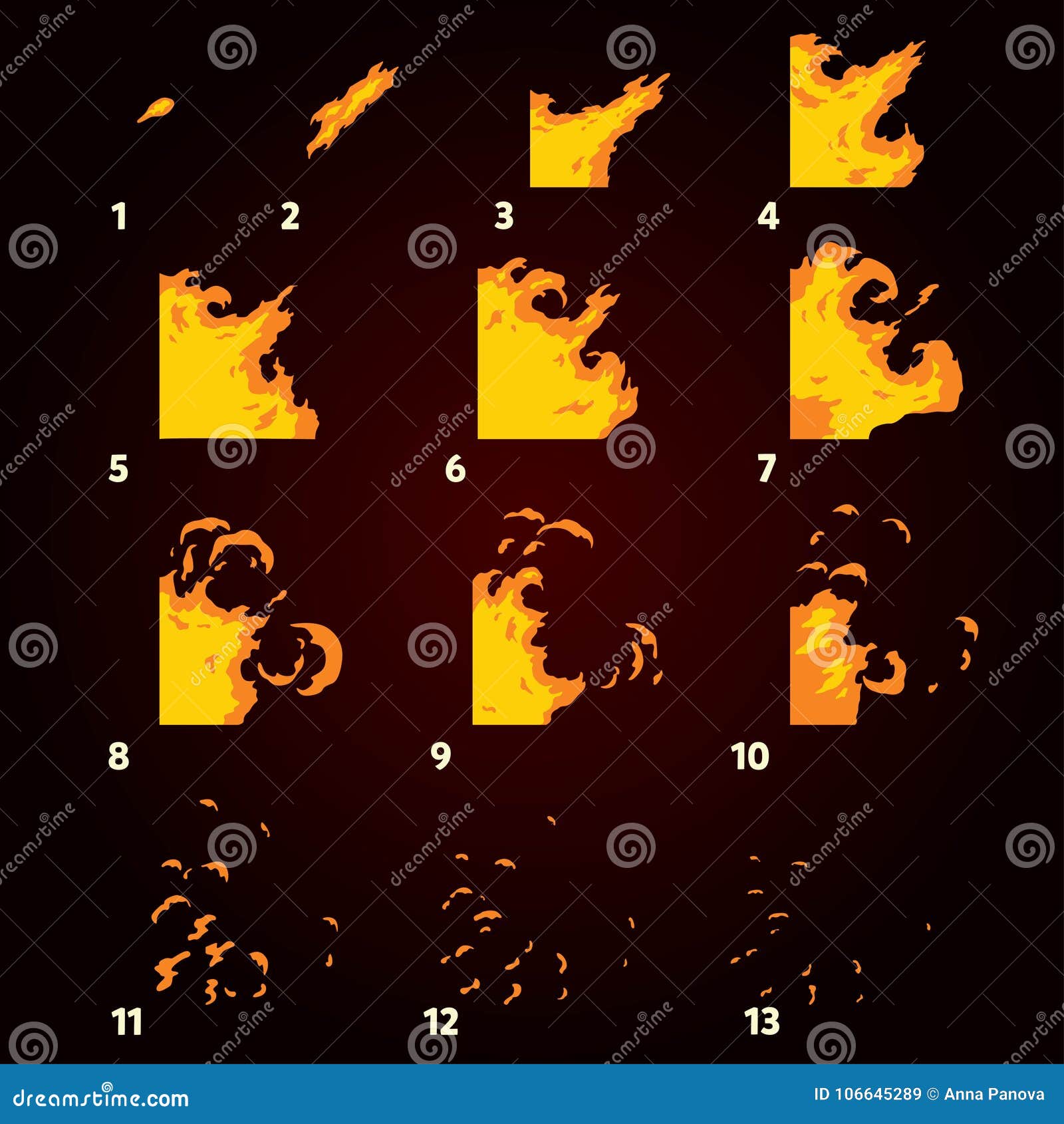 Sprite Sheet of Fire, Torch. Animation for Game or Cartoon. Stock ...