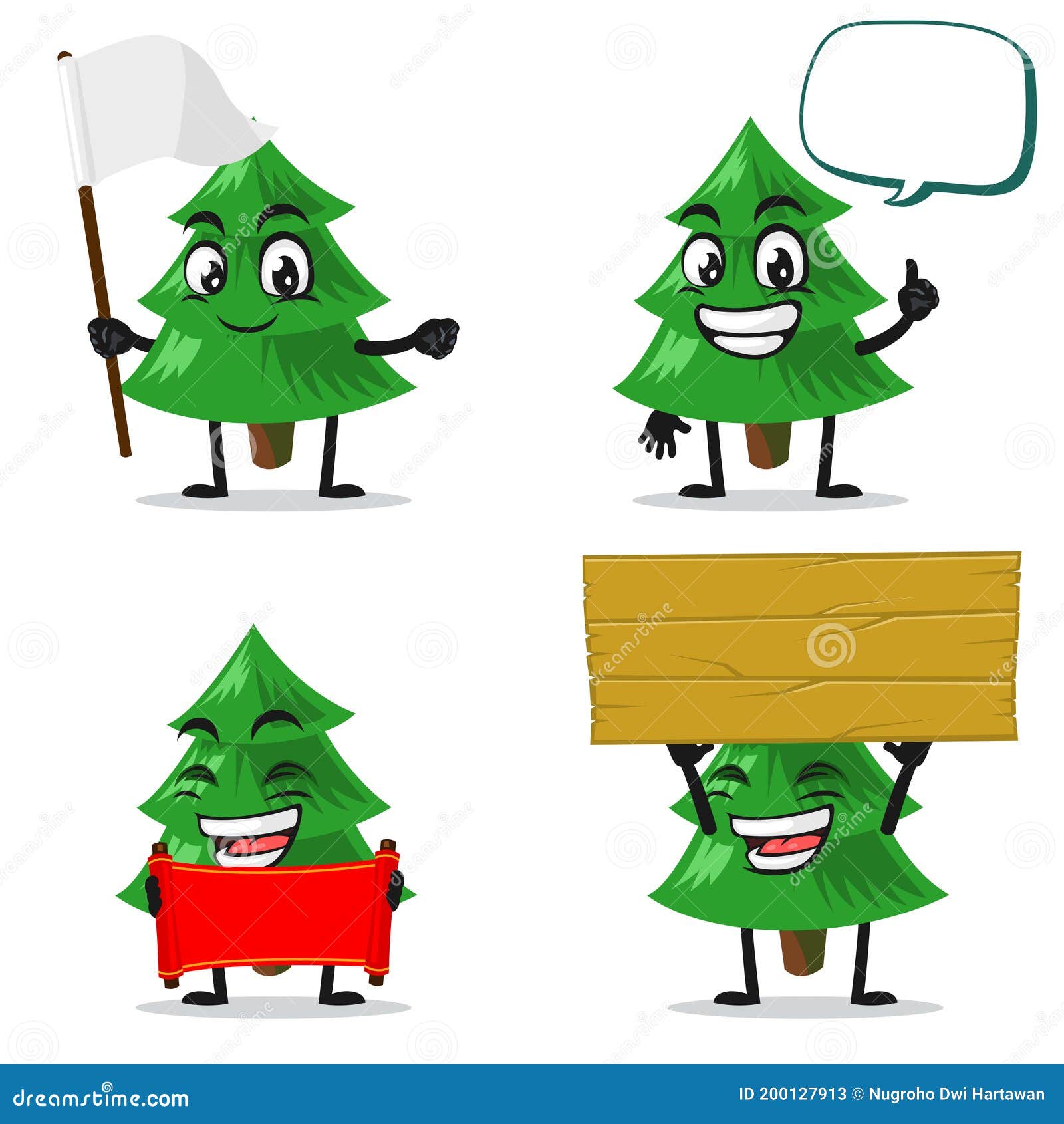 Vector Illustration of Spruce Tree Mascot or Character Stock ...