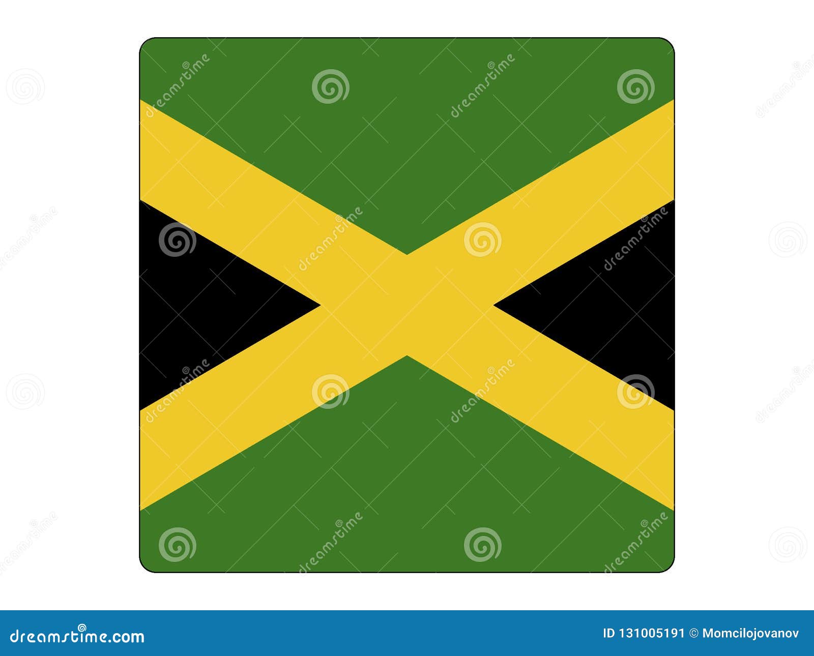 Square flag of Jamaica stock vector. Illustration of round - 131005191