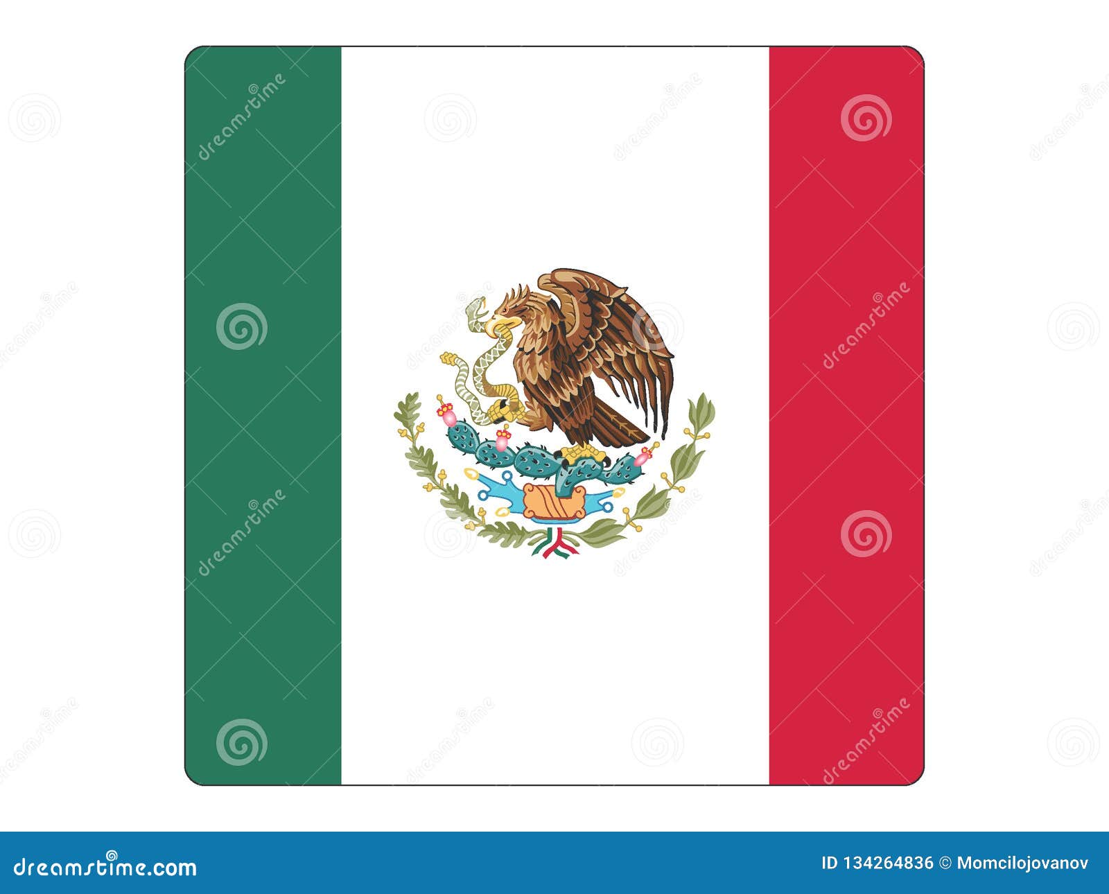 Square Flag of Mexico stock vector. Illustration of cayman - 134264836