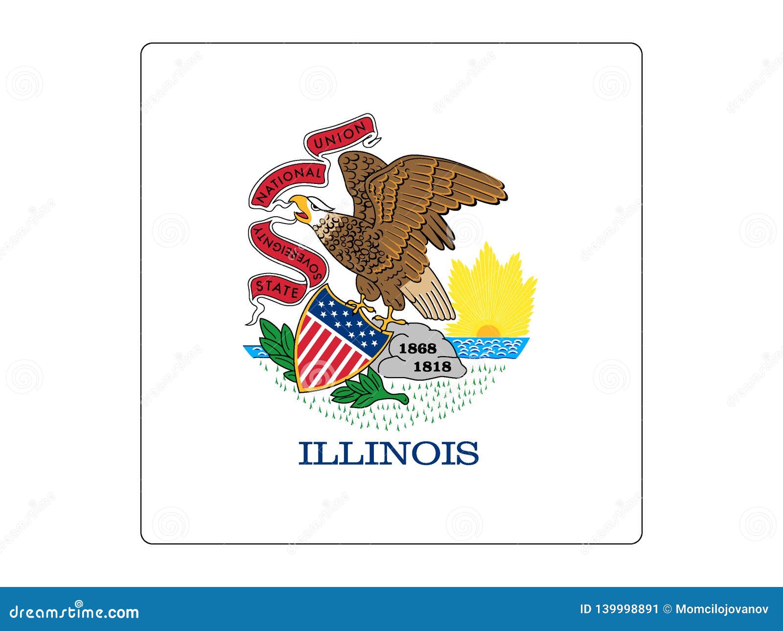 Square Flag of USA State of Illinois Stock Vector - Illustration of ...