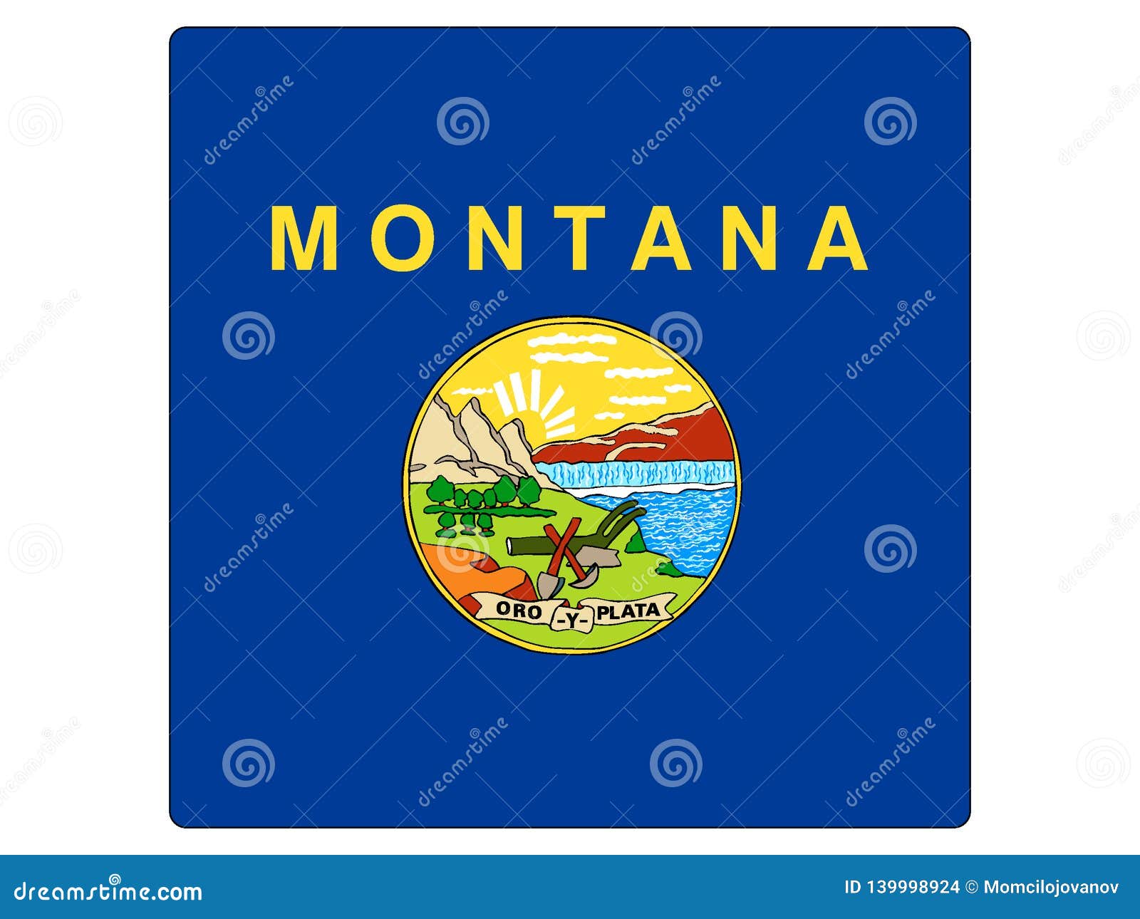 Square Flag of USA State of Montana Stock Vector - Illustration of ...