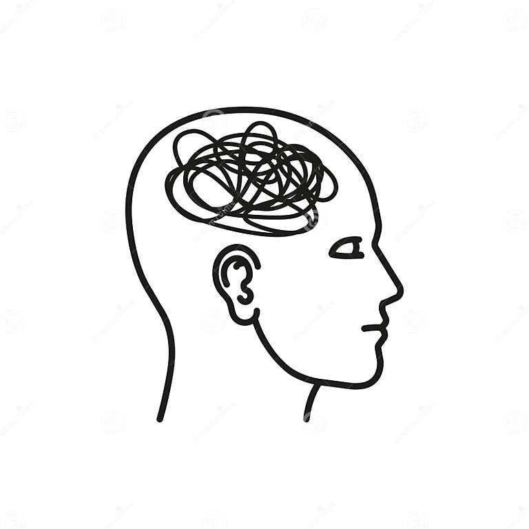 Vector Illustration of Squiggle in Head. Depression Concept. Stock ...