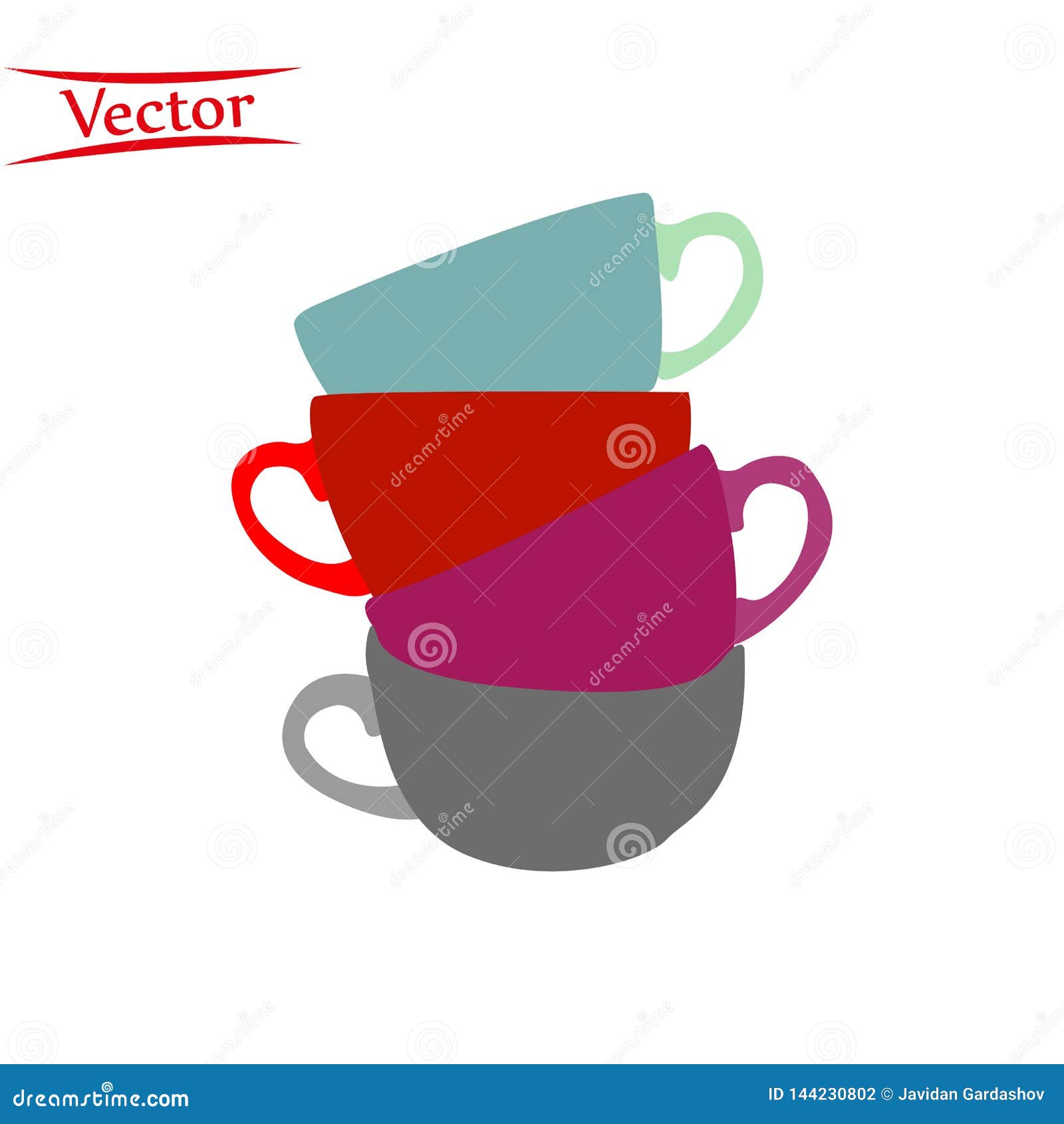Stack Of Colorful Coffee Cups Vector Illustration | CartoonDealer.com ...