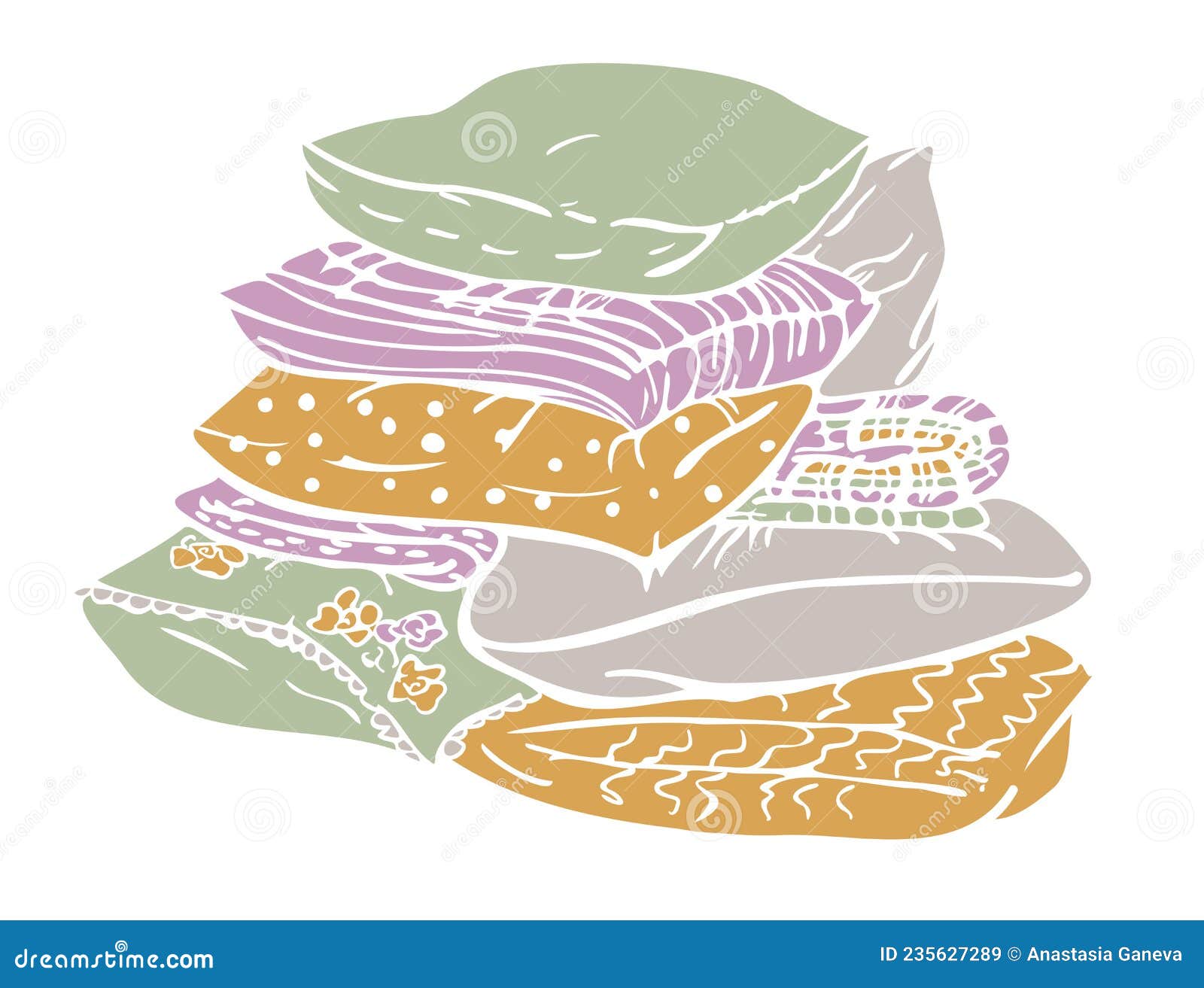 Vector Illustration of Stack of Pillows. Stock Vector - Illustration of ...