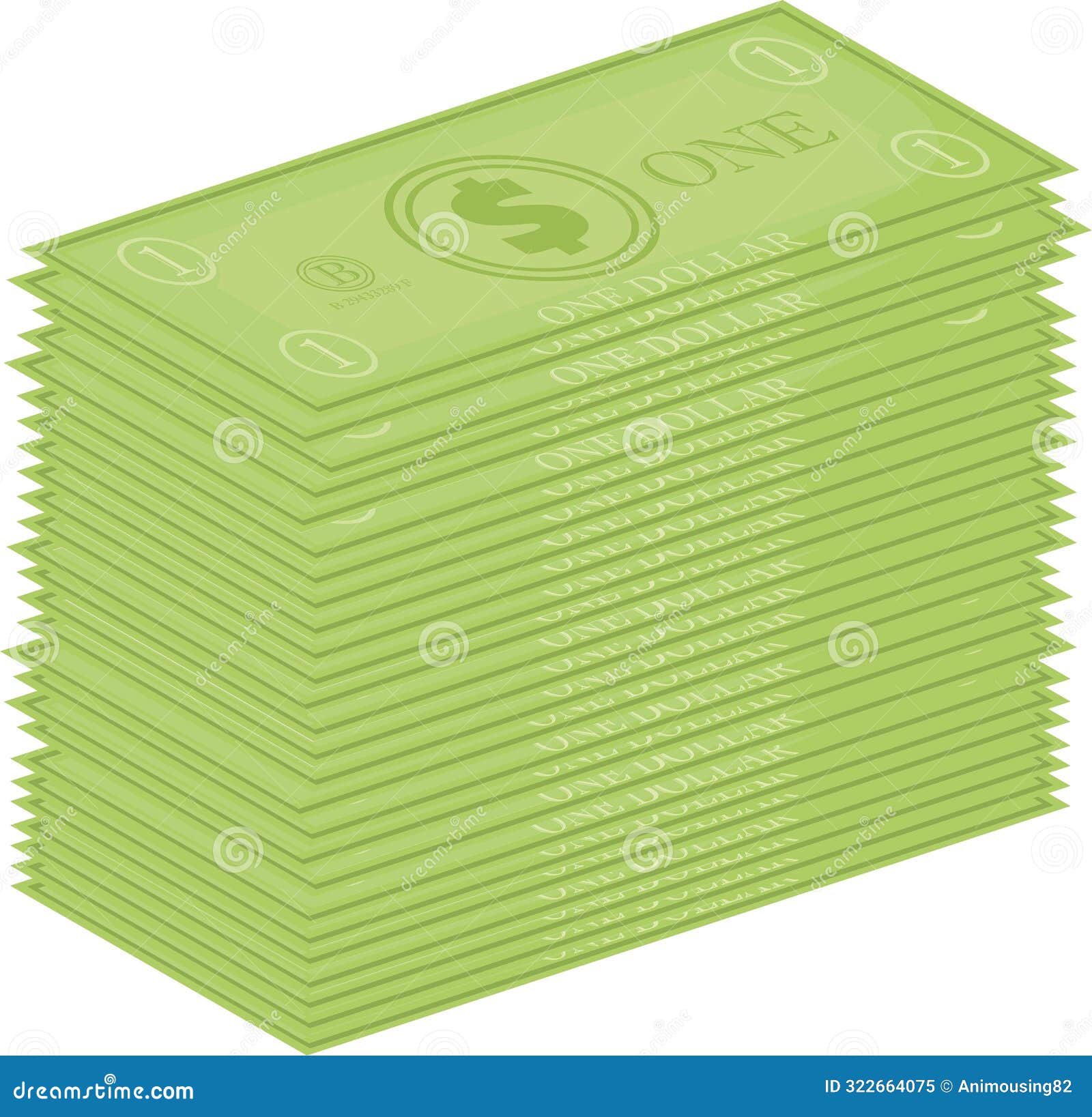 Stack of one dollar bills stock illustration. Illustration of business ...