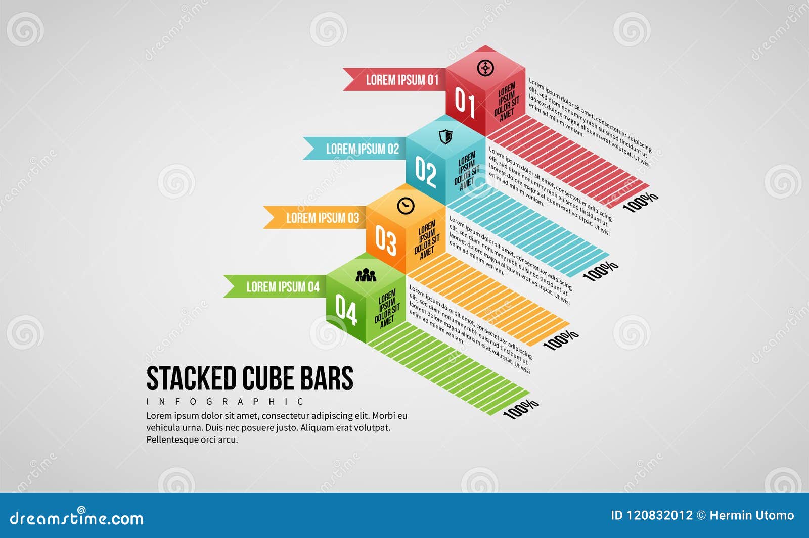 Stacked Cube Bars Infographic Stock Vector - Illustration of cycle ...