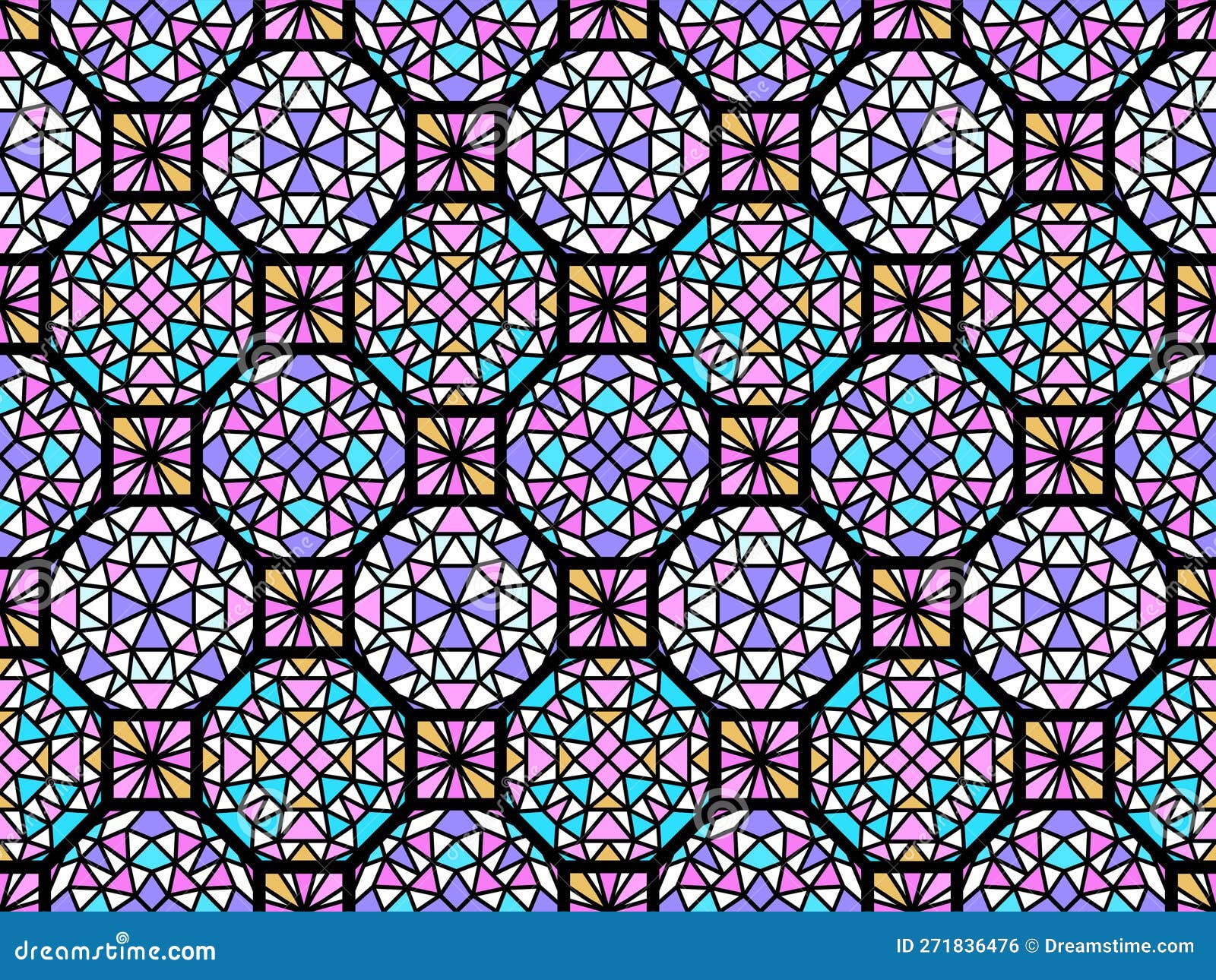 Vector Illustration of Stained-glass Window Ornamental Eastern Colorful ...