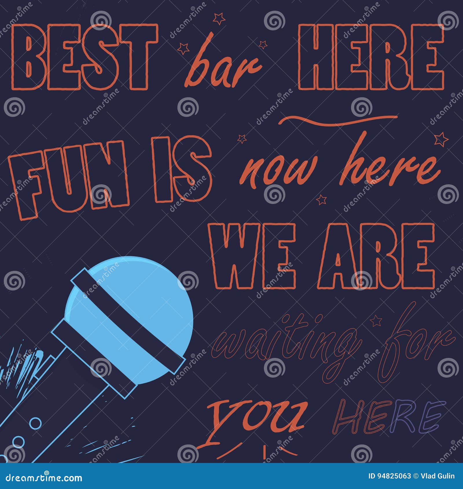 Vector Illustration of Stand Up Comedy in Night Club for Design Stock ...