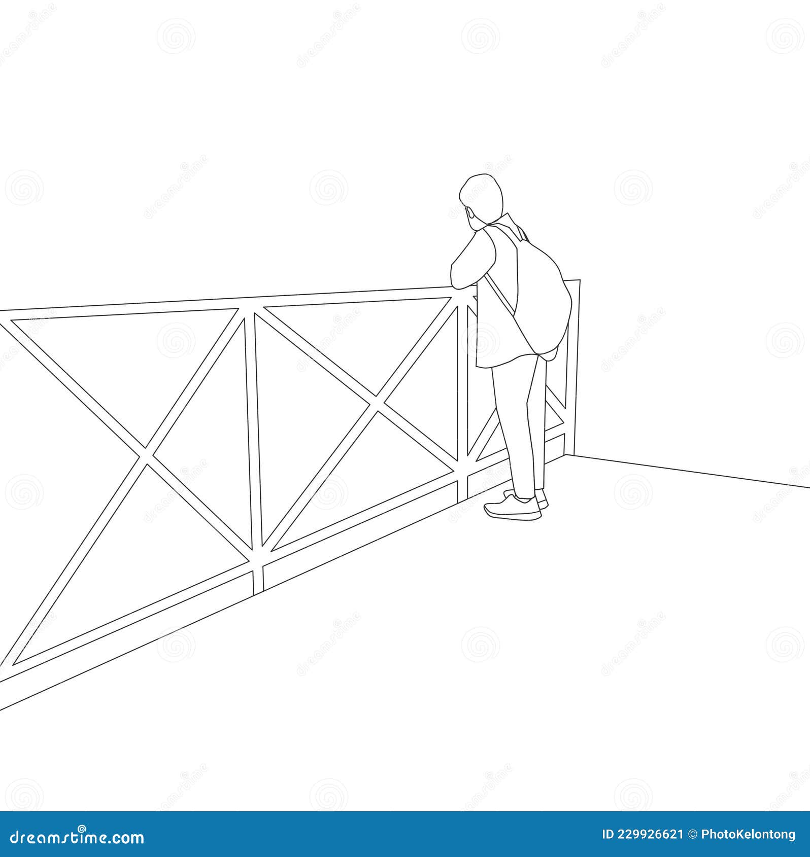 Standing Man Wearing a Backpack Stock Vector - Illustration of drawing ...