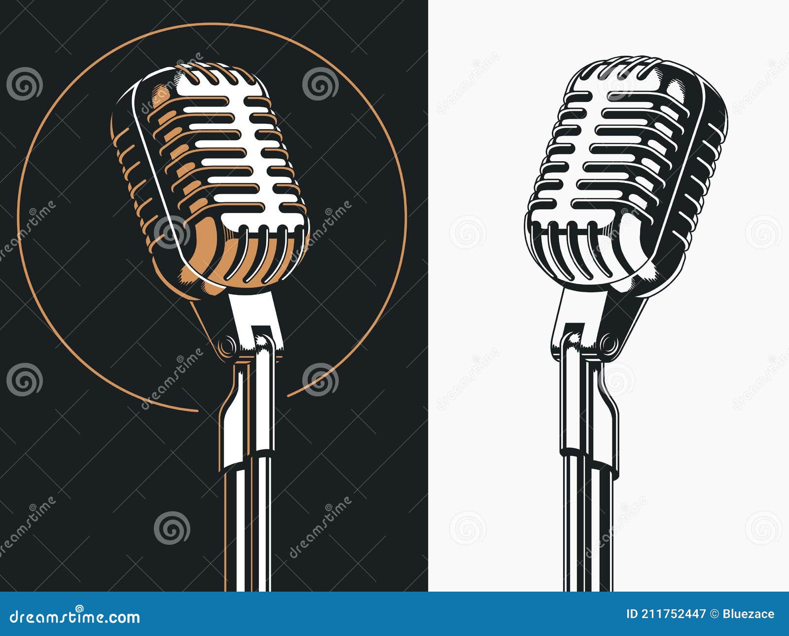 Standing Singer Microphone Drawing Illustration Clipart with ...
