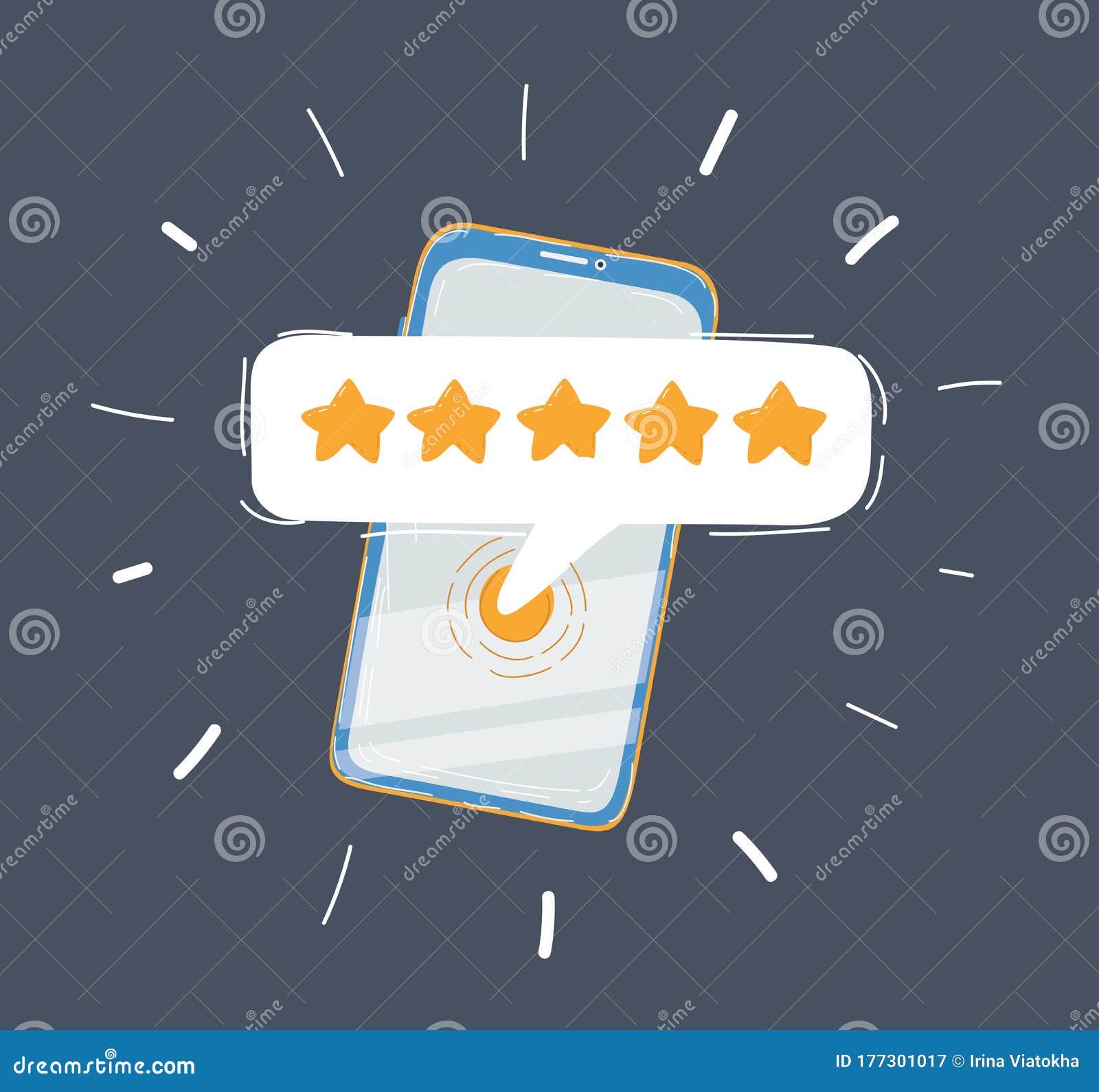 Vector Illustration of 5 Star on Phone Sceen. Stock Vector ...