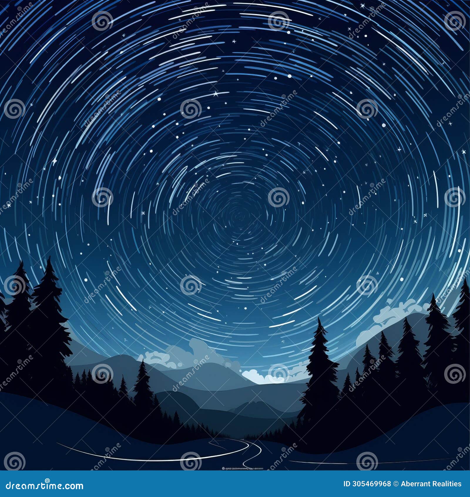 Vector Illustration of Star Trail in the Night Sky Stock Illustration ...