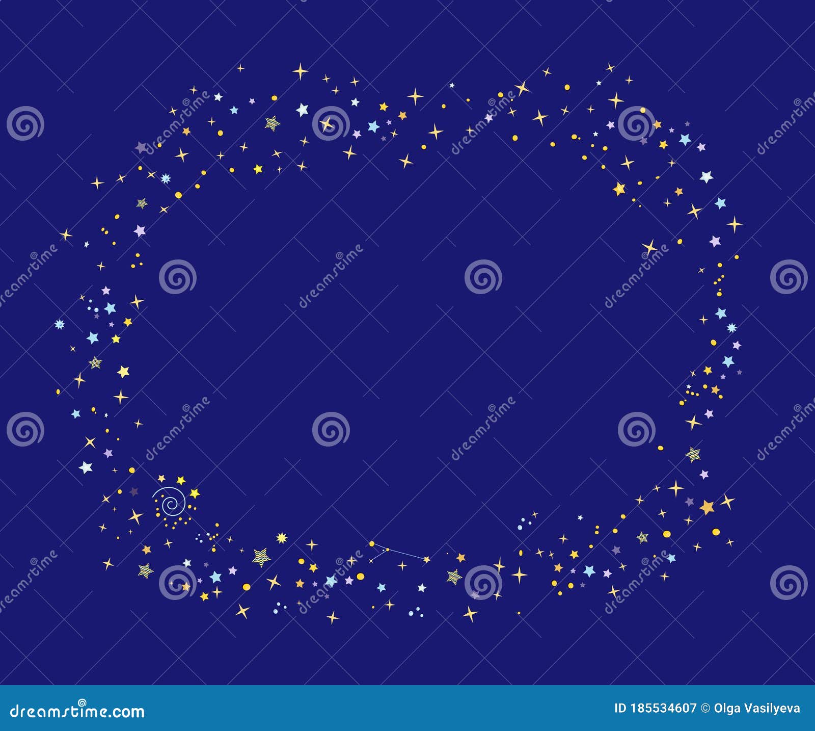 Vector Illustration Of Starry Frame Isolated On The Blue Background ...