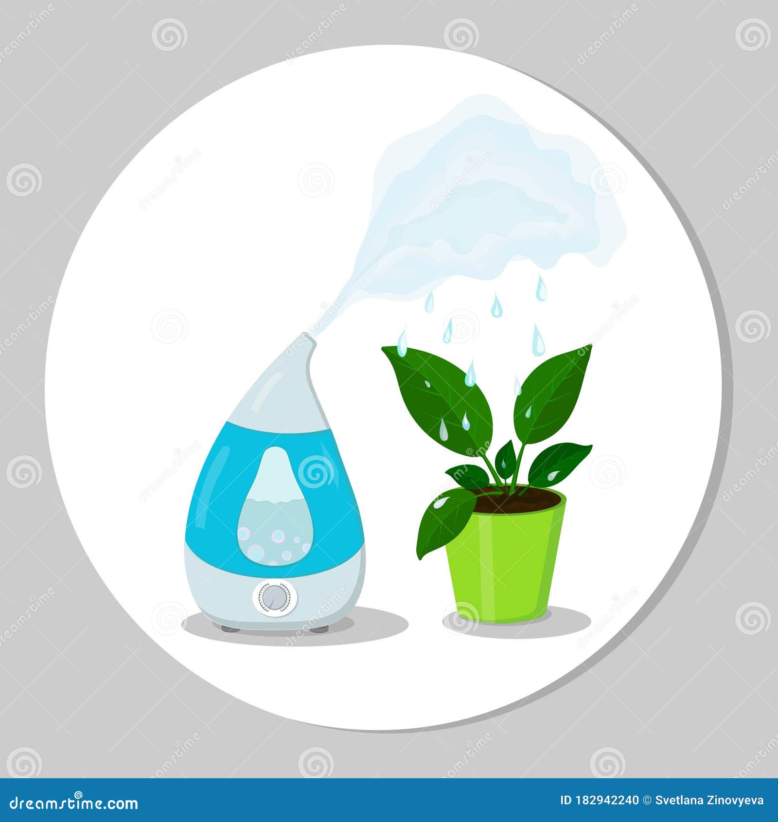 Vector Illustration of a Steam Humidifier with a Steam Discharge and a ...