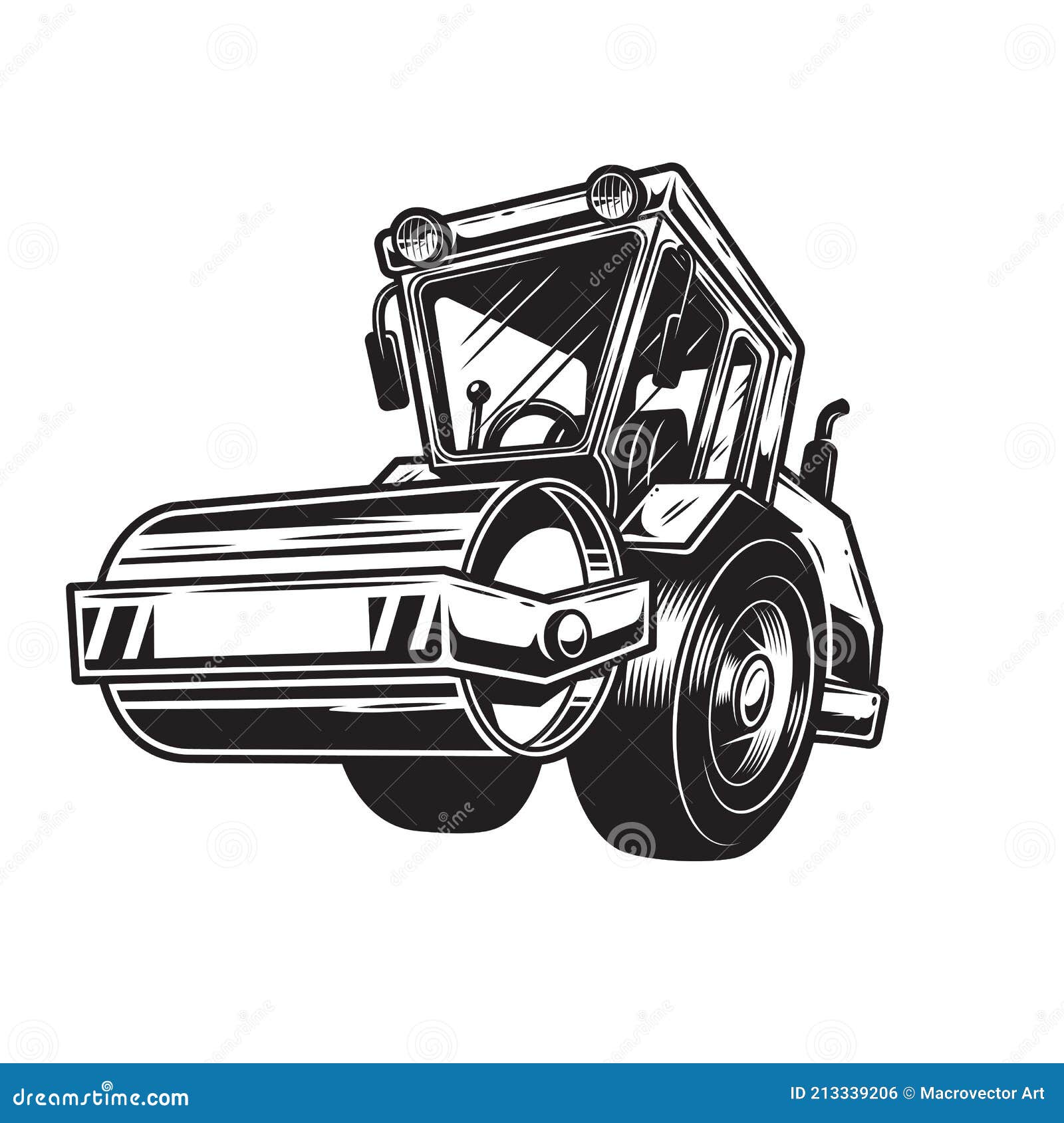 Orange Steamroller Truck Construction Machinery Colorful Cartoon Vector ...