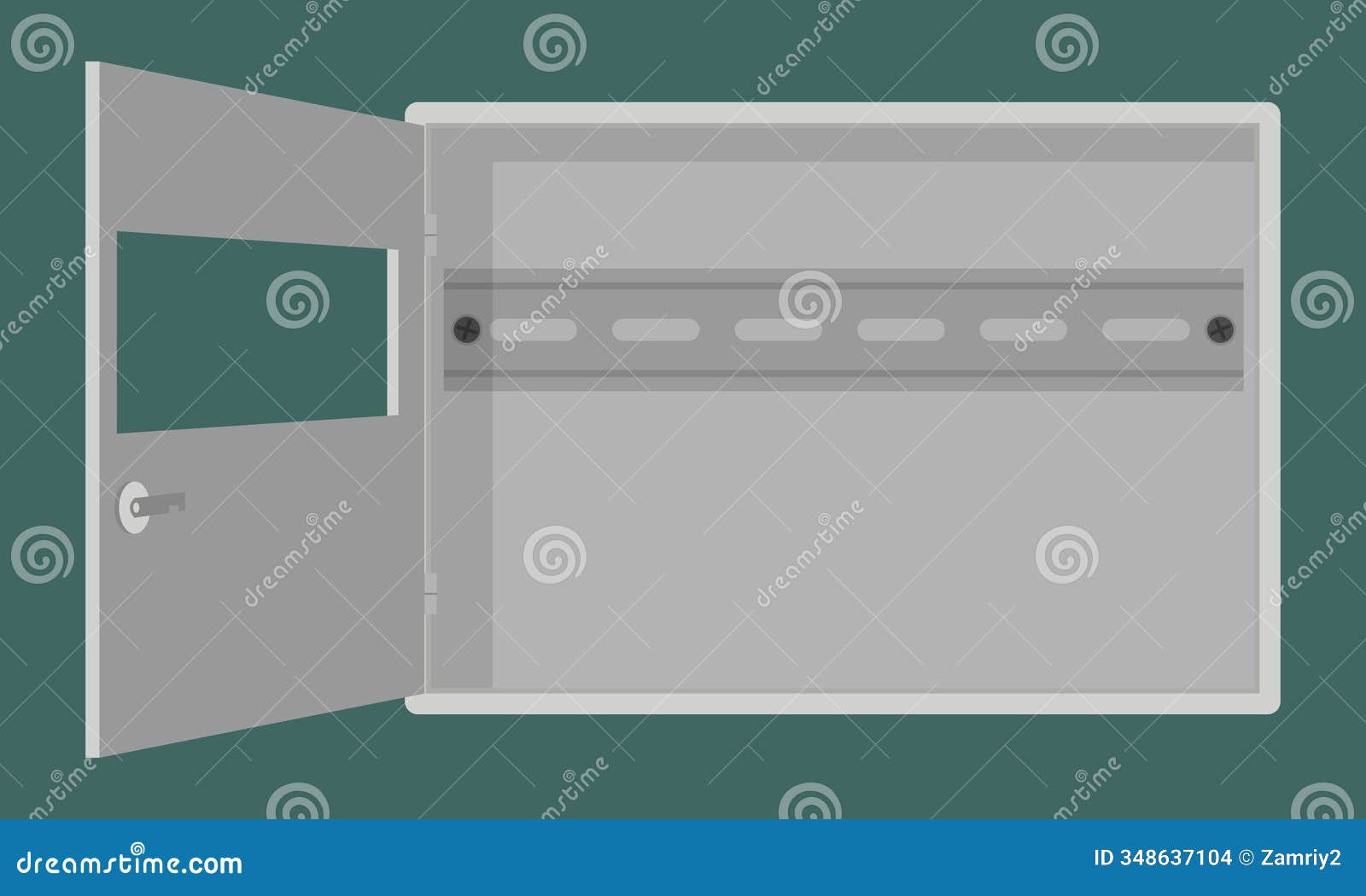 Empty Circuit Breaker Box With Mounted DIN Rail Vector Illustration ...
