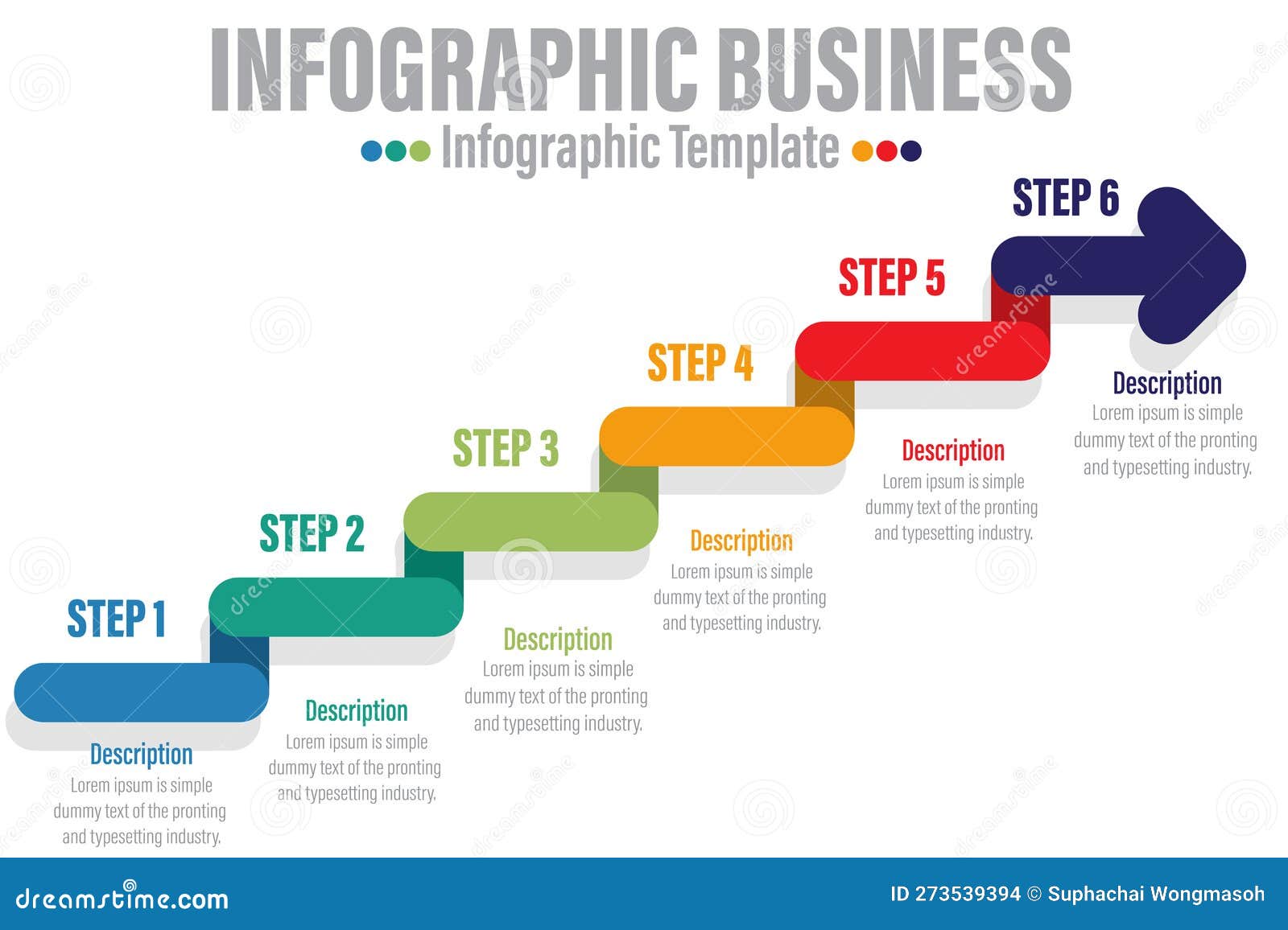 Vector Illustration 6 Step or Six Option for Process, Presentations ...