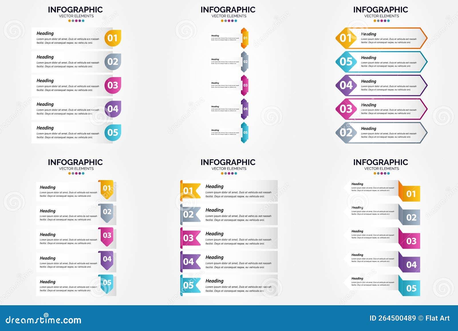 Vector Illustration 5 Steps Infographics. Flat Design Set for ...