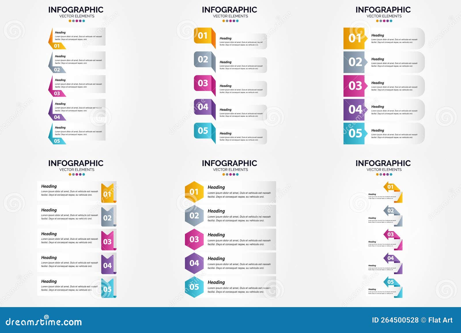 Vector Illustration 5 Steps Infographics. Flat Design Set for ...