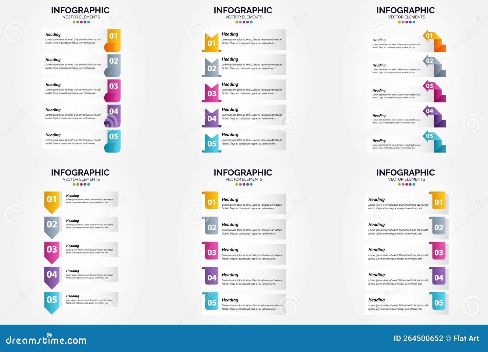 Vector Illustration 5 Steps Infographics. Flat Design Set For ...