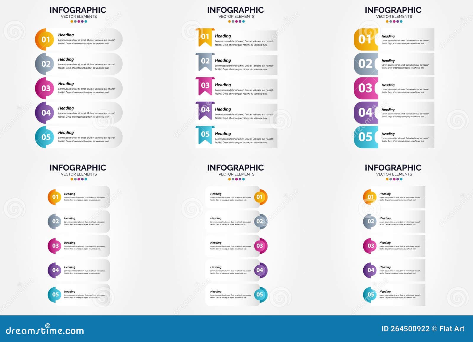 Vector Illustration 5 Steps Infographics. Flat Design Set for ...