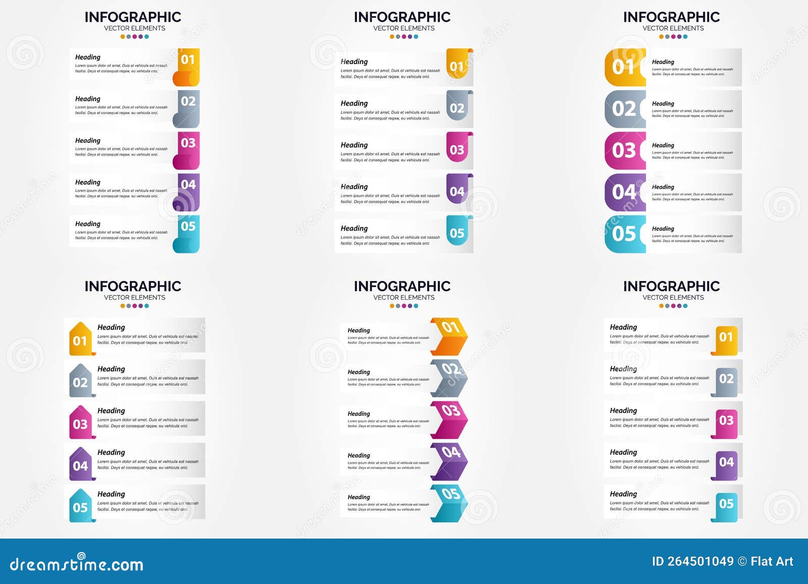 Vector Illustration 5 Steps Infographics. Flat Design Set for ...