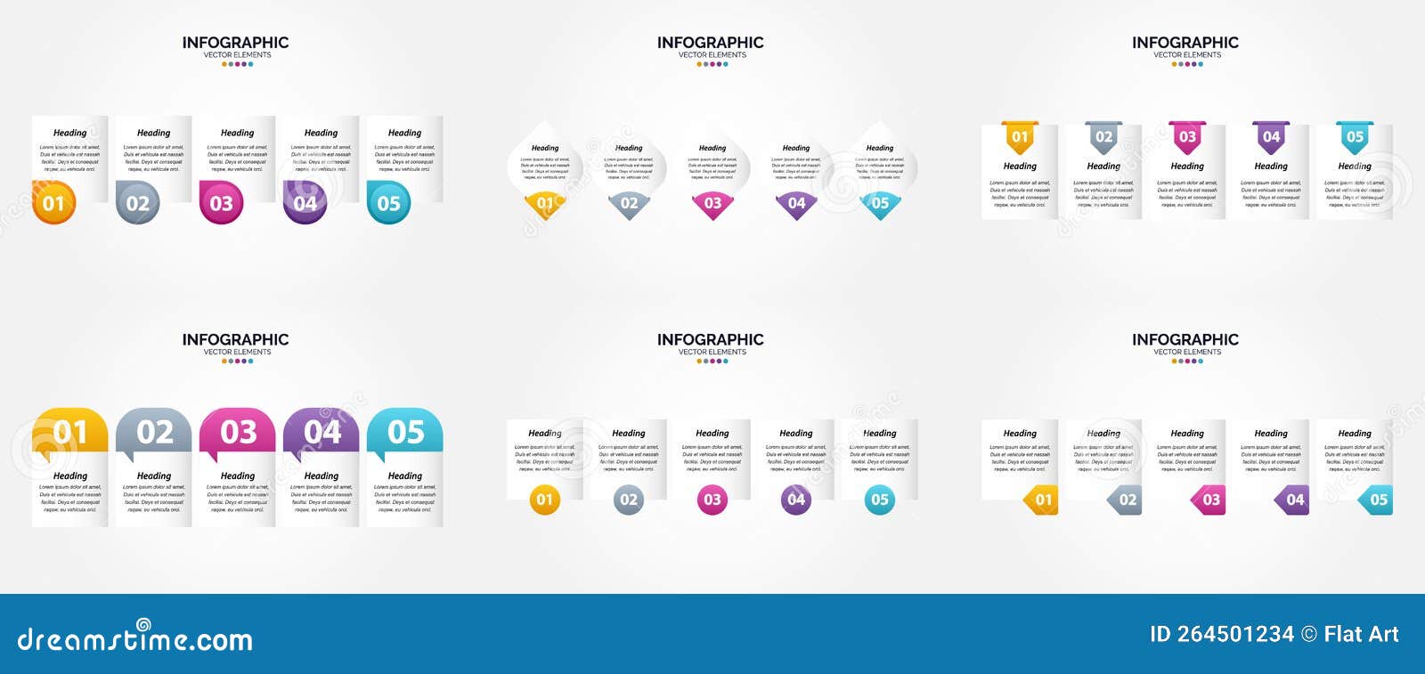 Vector Illustration 5 Steps Infographics. Flat Design Set for ...