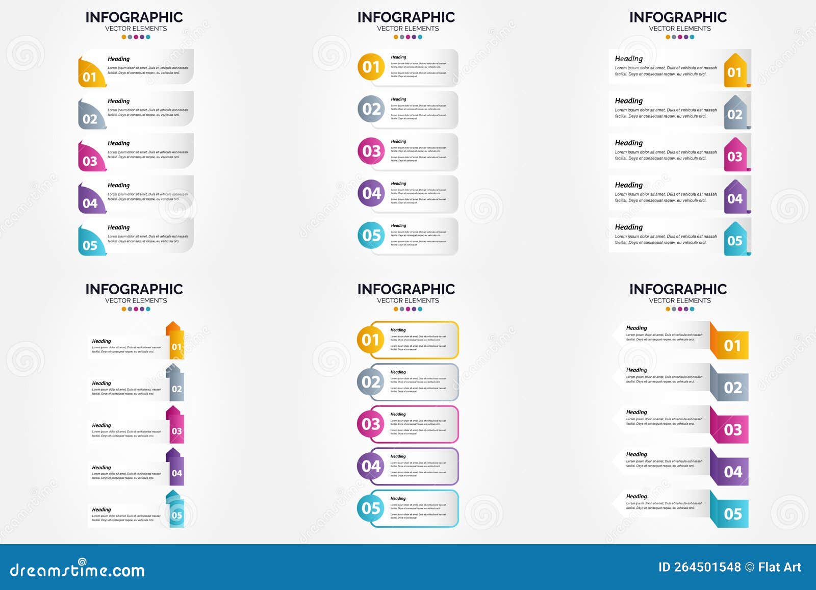 Vector Illustration 5 Steps Infographics. Flat Design Set for ...