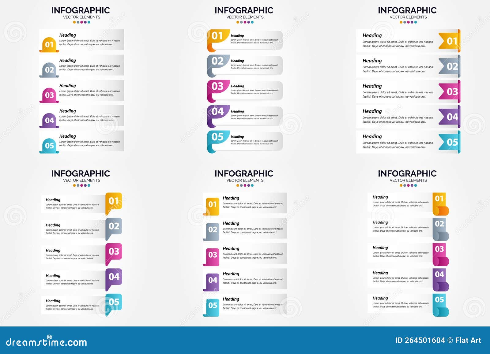 Vector Illustration 5 Steps Infographics. Flat Design Set for ...