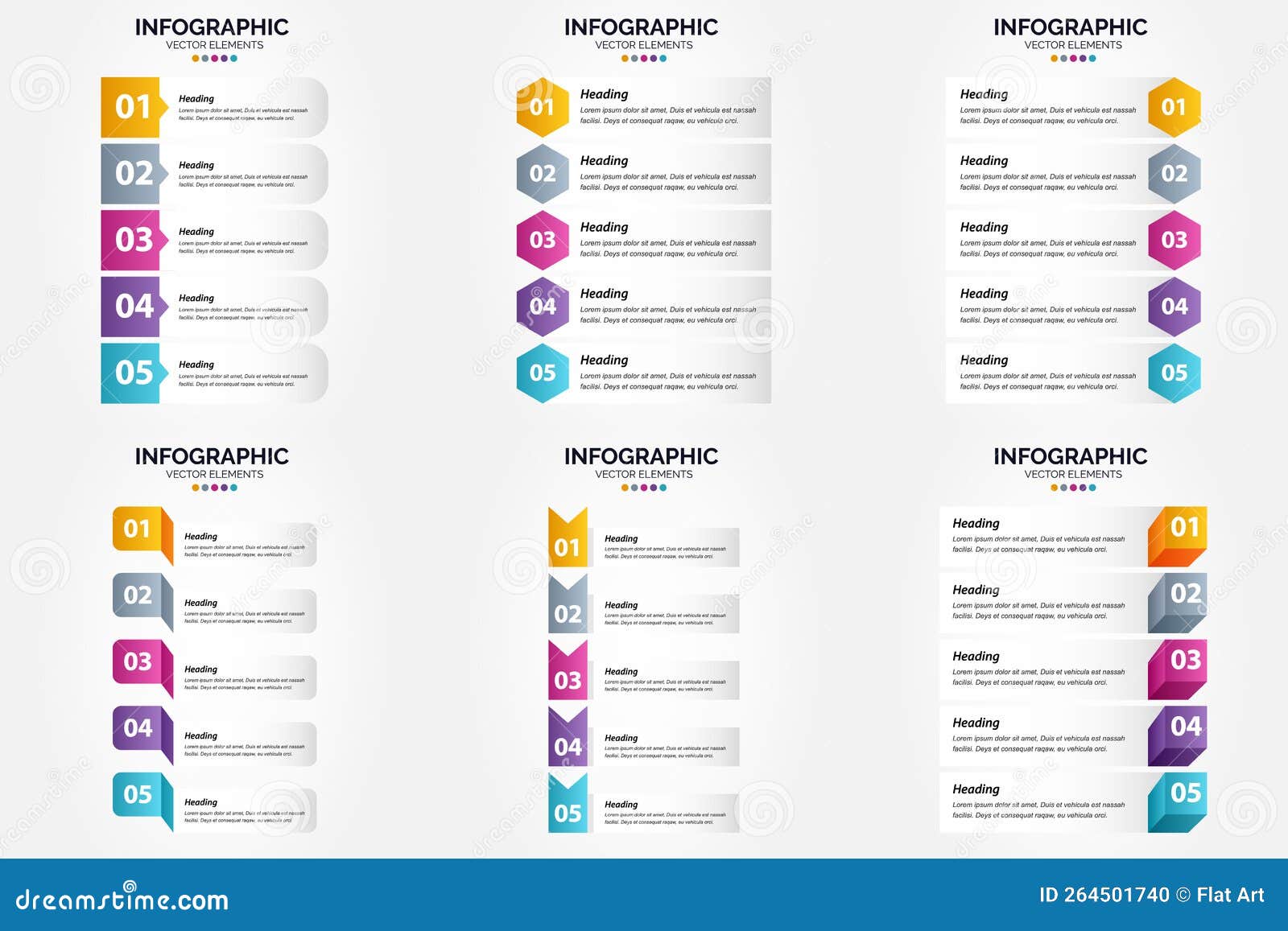 Vector Illustration 5 Steps Infographics. Flat Design Set for ...