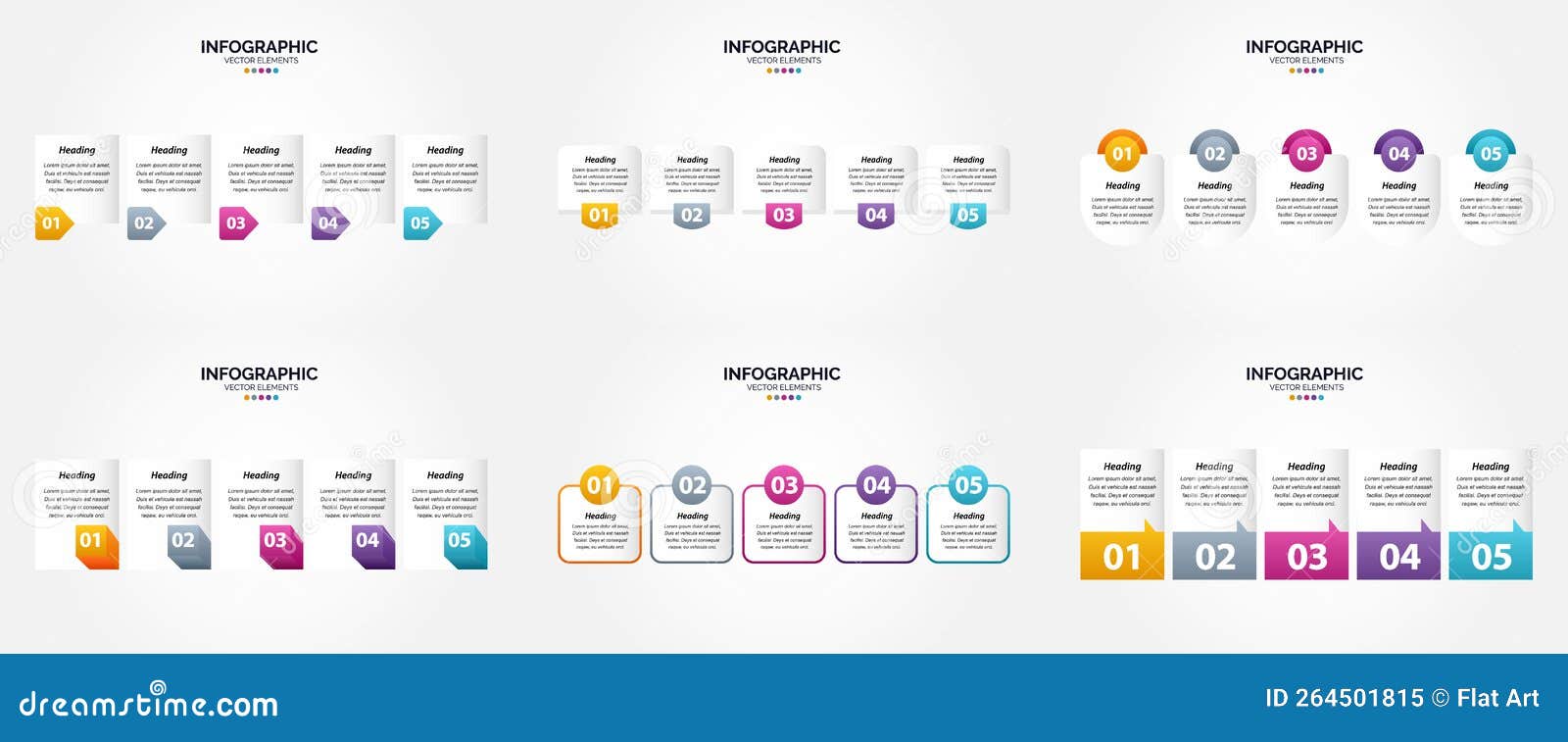 Vector Illustration 5 Steps Infographics. Flat Design Set for ...