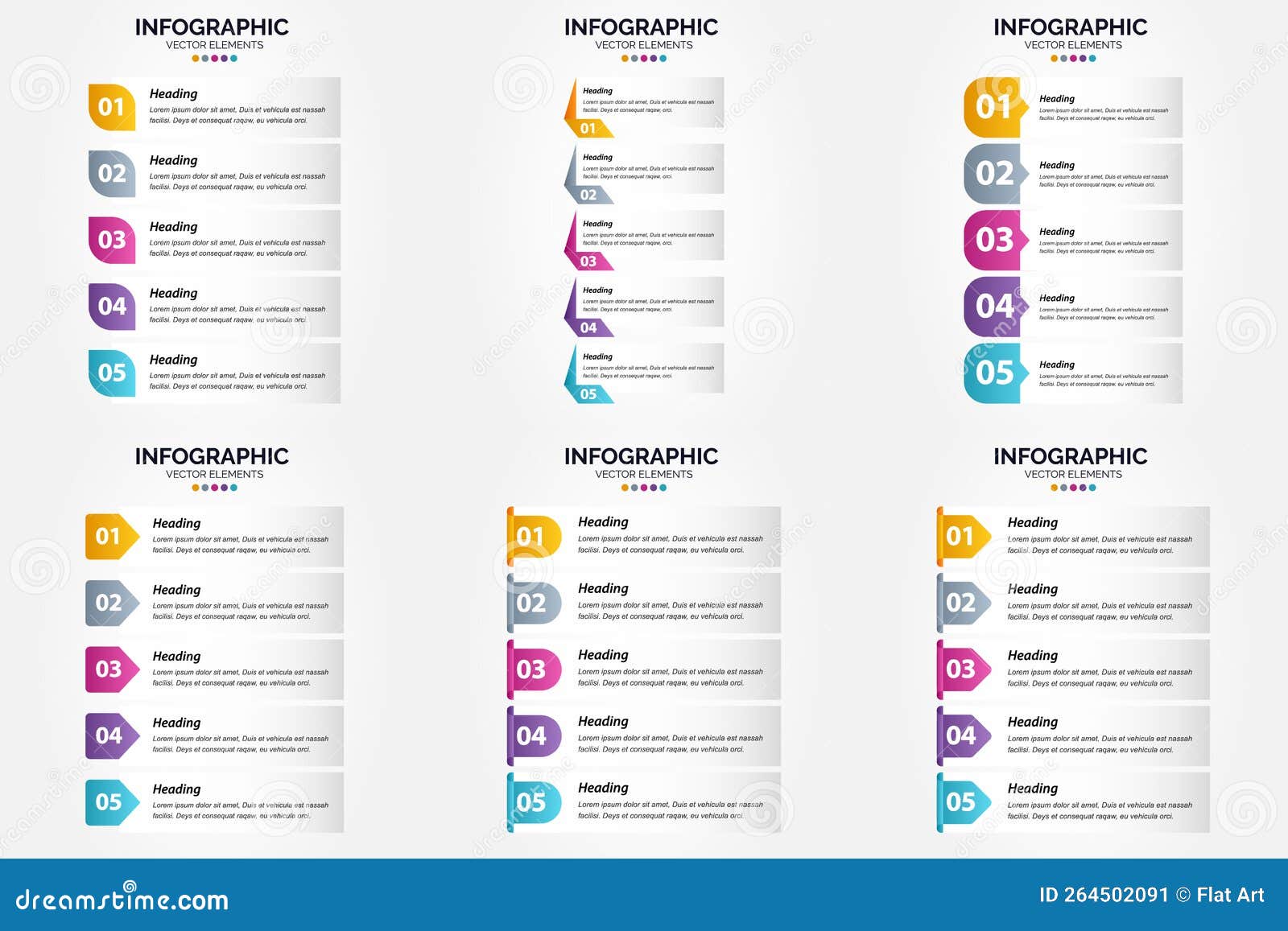 Vector Illustration 5 Steps Infographics. Flat Design Set for ...