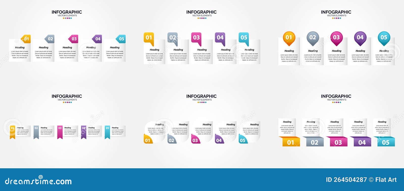 Vector Illustration 5 Steps Infographics. Flat Design Set for ...