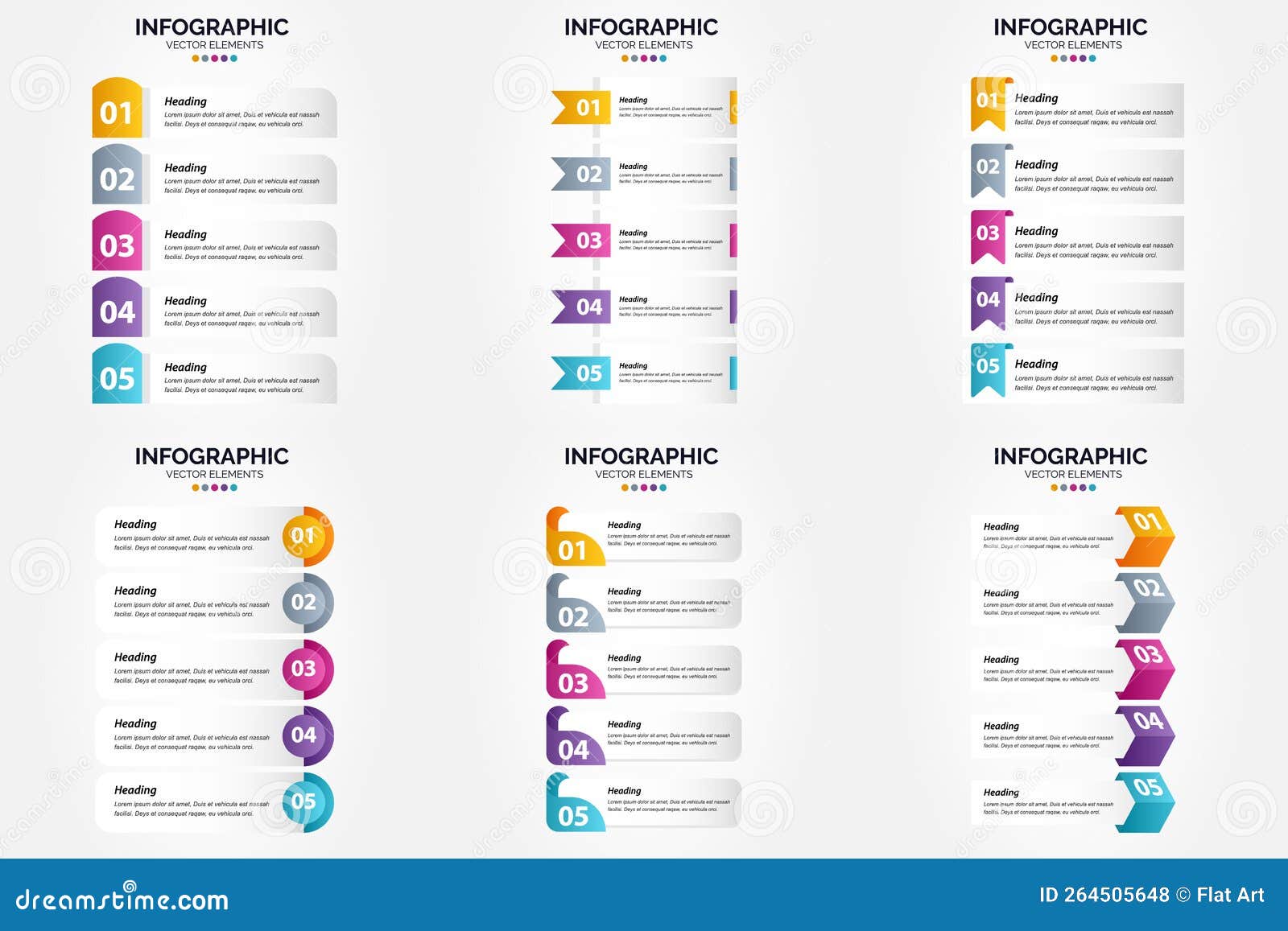 Vector Illustration 5 Steps Infographics. Flat Design Set for ...