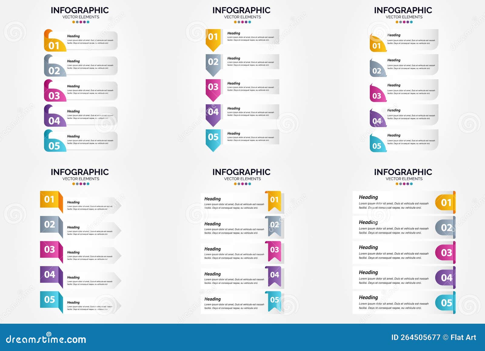 Vector Illustration 5 Steps Infographics. Flat Design Set for ...