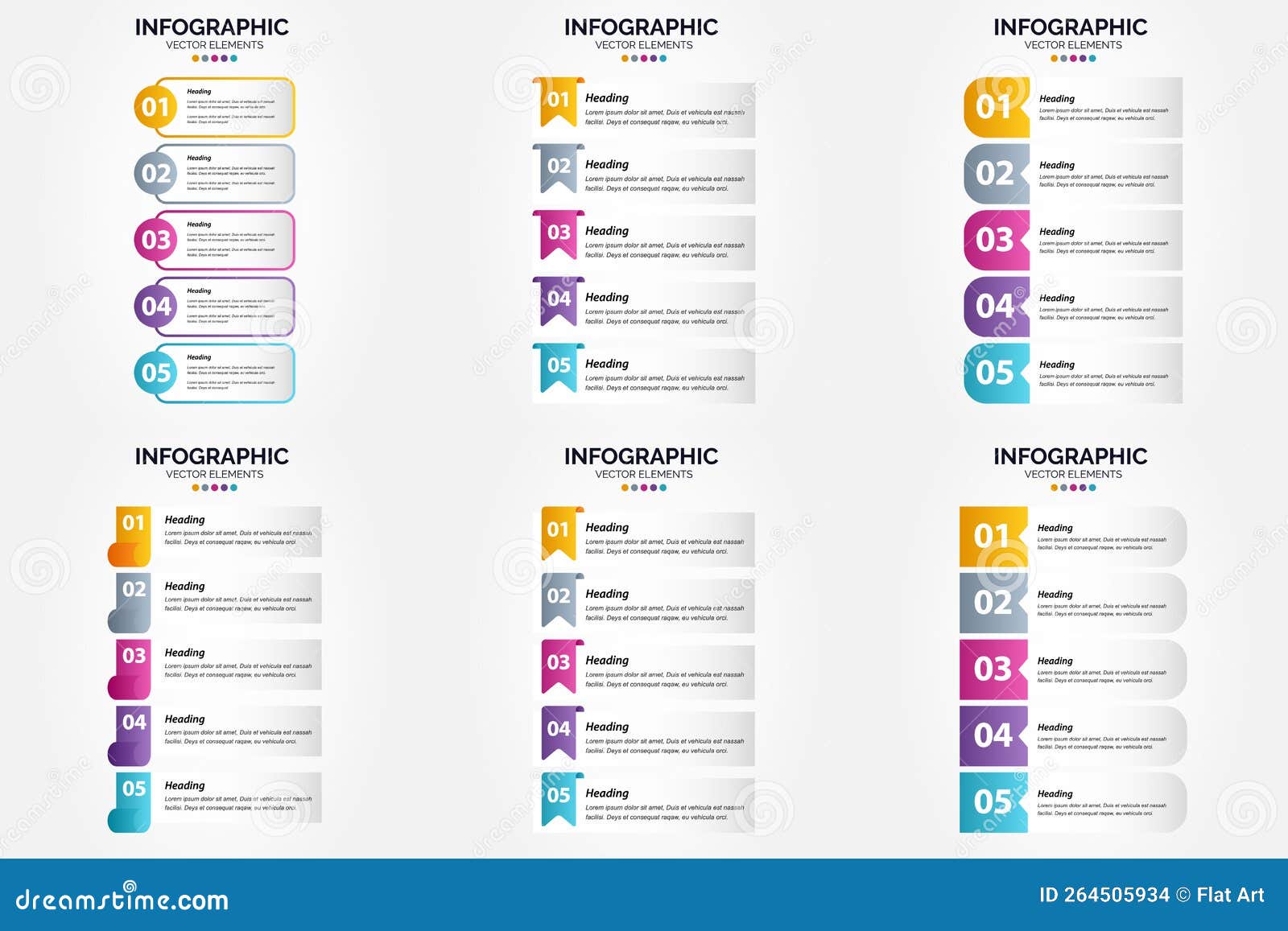 Vector Illustration 5 Steps Infographics. Flat Design Set for ...