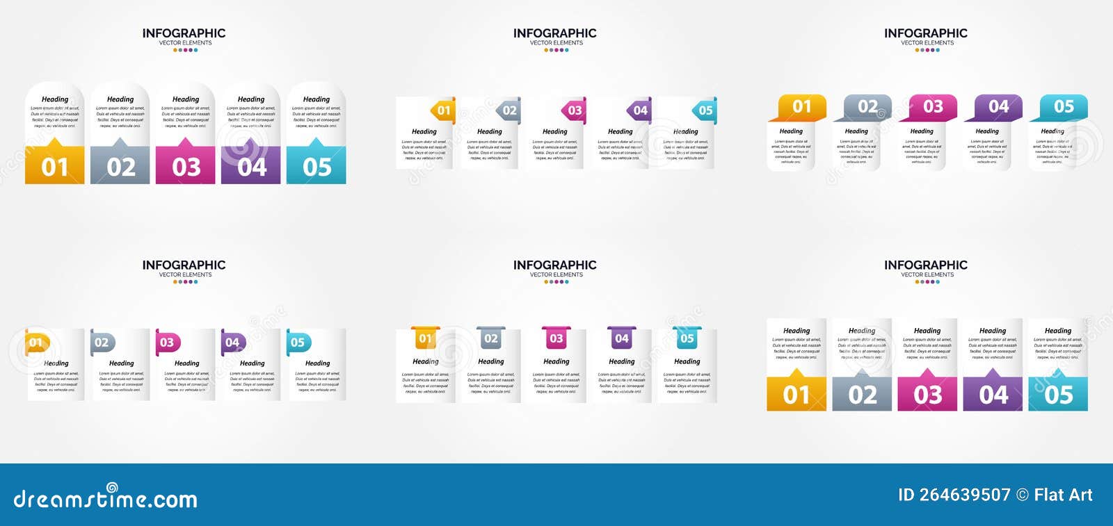 Vector Illustration 5 Steps Infographics. Flat Design Set for ...
