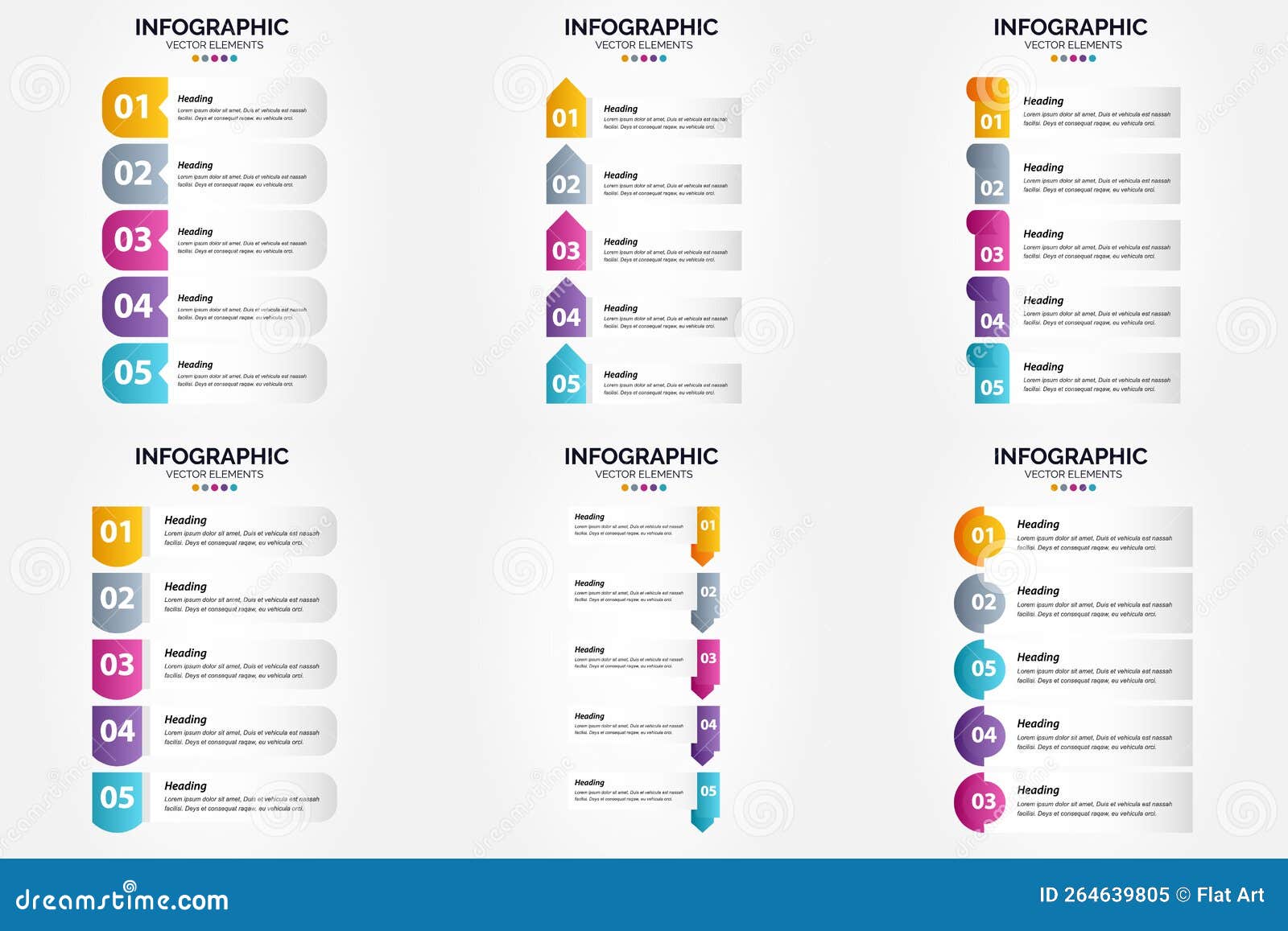 Vector Illustration 5 Steps Infographics. Flat Design Set for ...