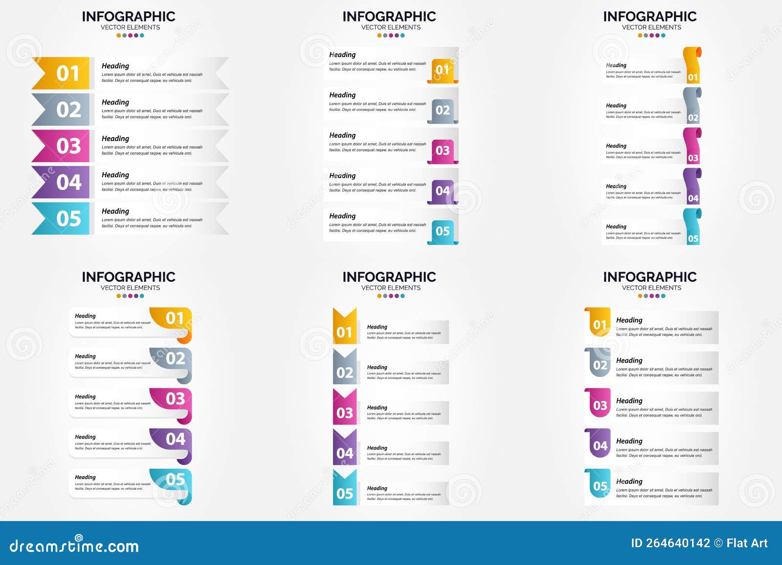 Vector Illustration 5 Steps Infographics. Flat Design Set for ...