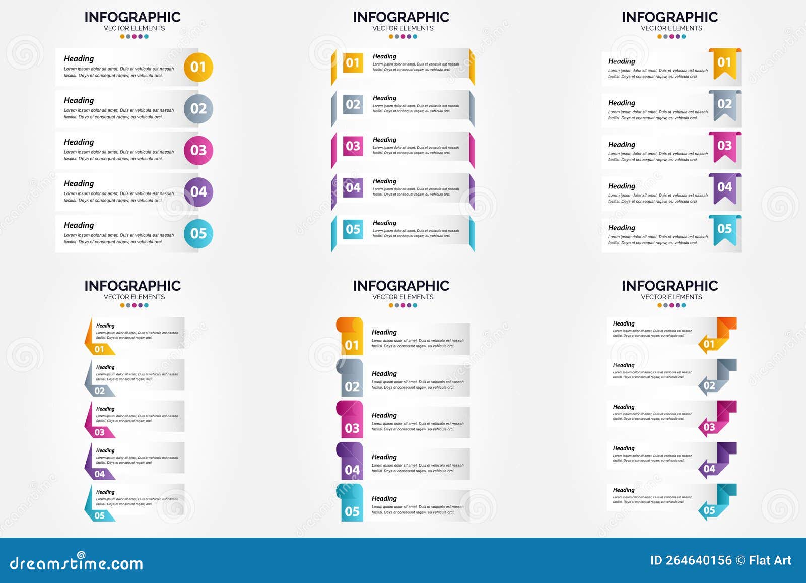 Vector Illustration 5 Steps Infographics. Flat Design Set for ...