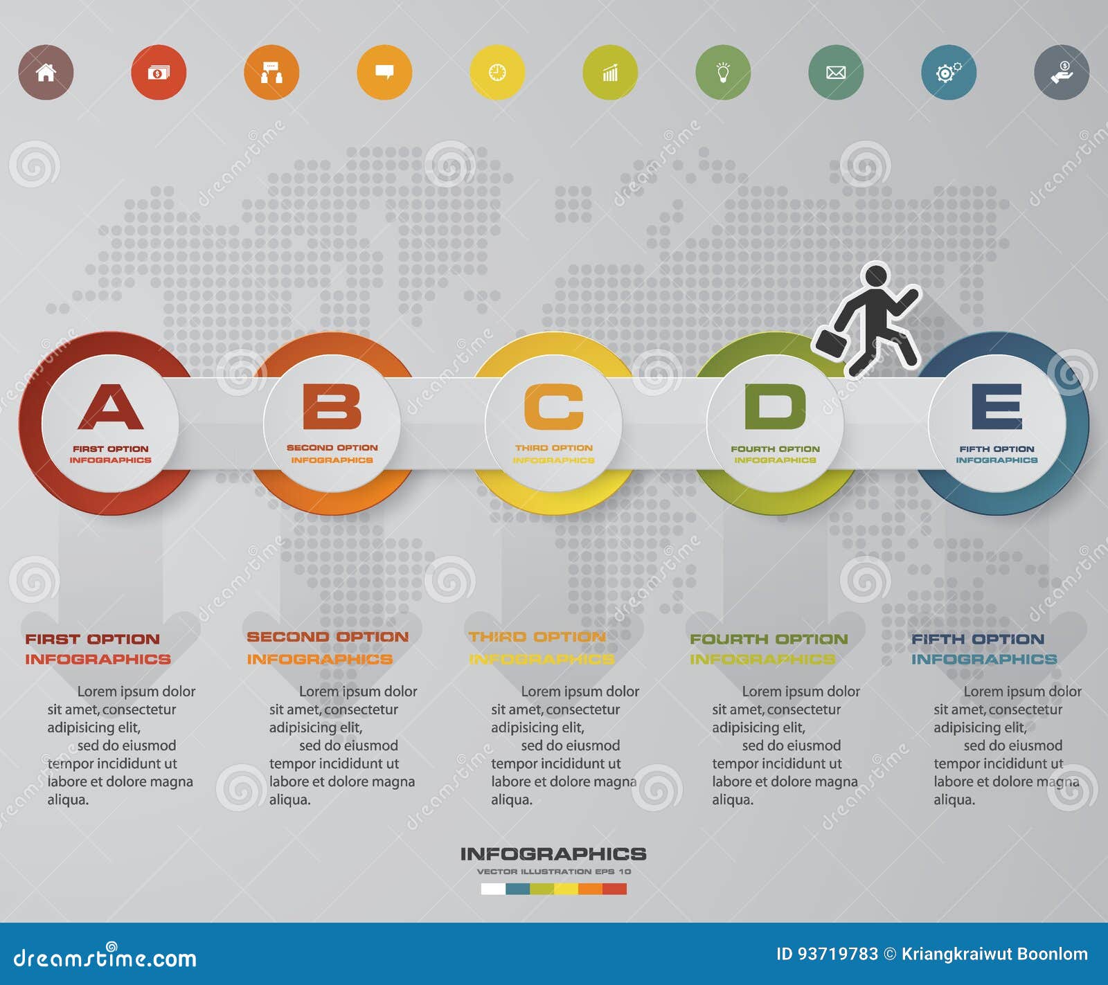 Vector Illustration of 5 Steps Outline Infographic Elements. Stock ...