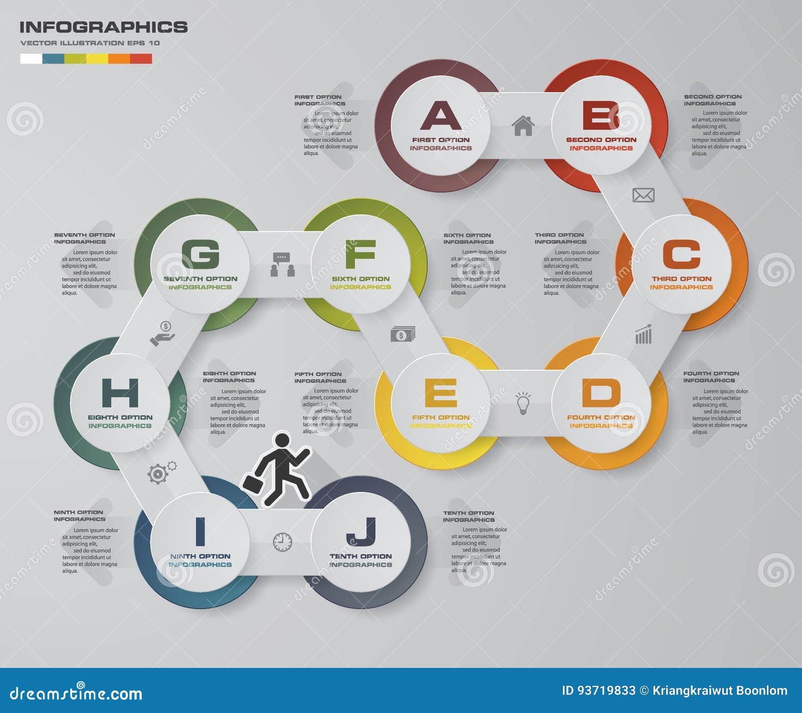 Vector Illustration of 10 Steps Outline Infographic Elements. Stock ...