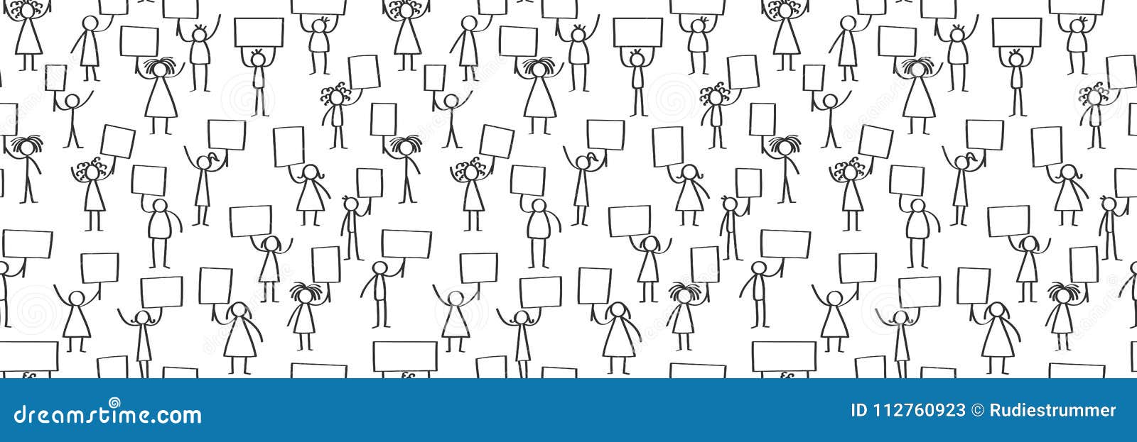 Vector Illustration of Stick Figures Protesting, Holding Up Blank Signs ...