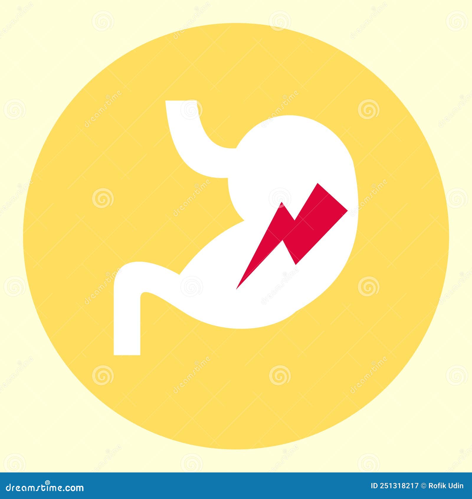Illustration of Stomach Pain Visualized with Lightning Icon Stock ...