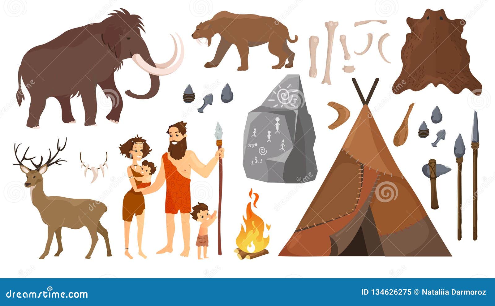 Stone Age Primitive Woman Drawing Bearded Man Vector Illustration ... Stone Age Primitive Woman Drawing Bearded Man Vector Illustration ...